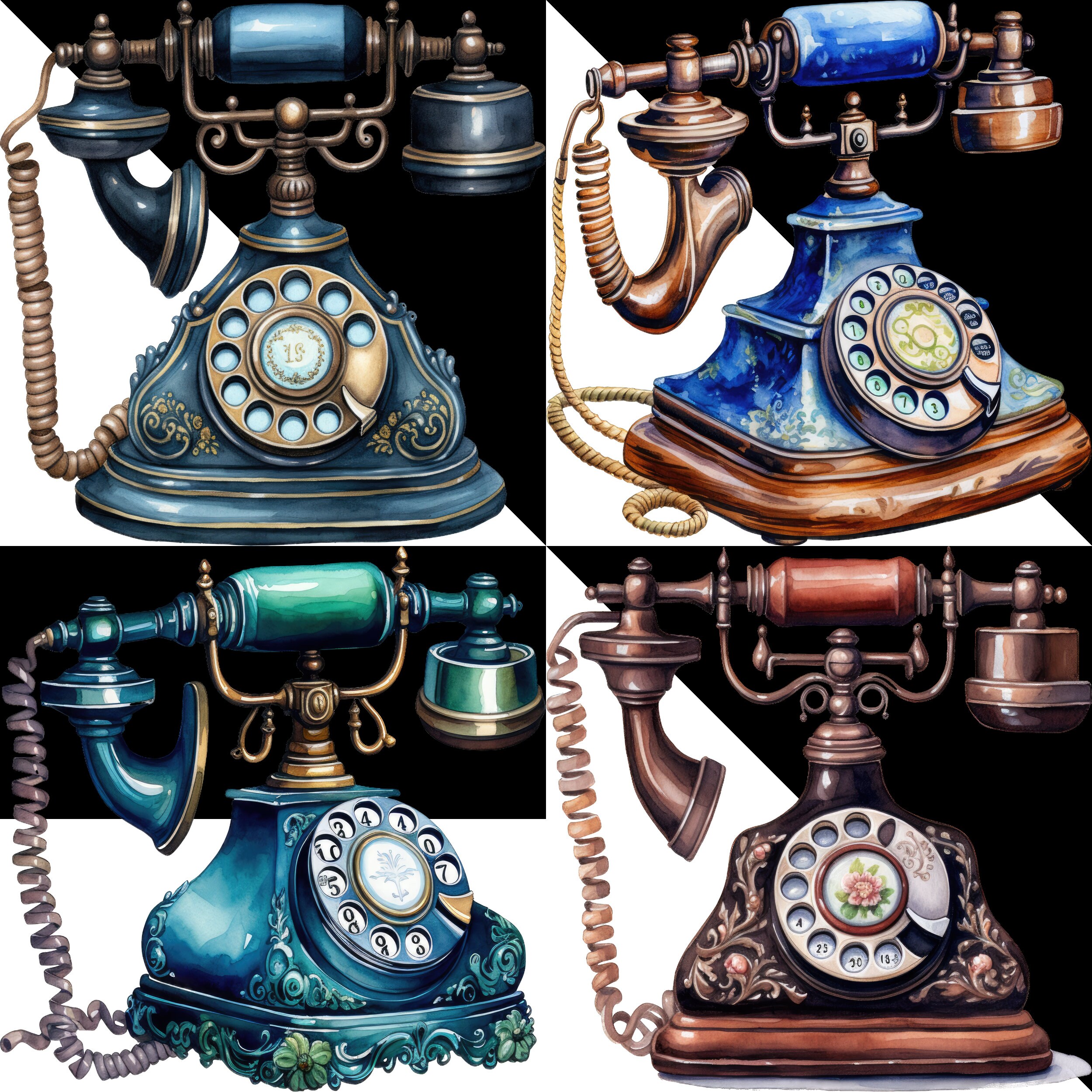 Victorian Telephone Whimsical Watercolour Clipart, Whimsical ...