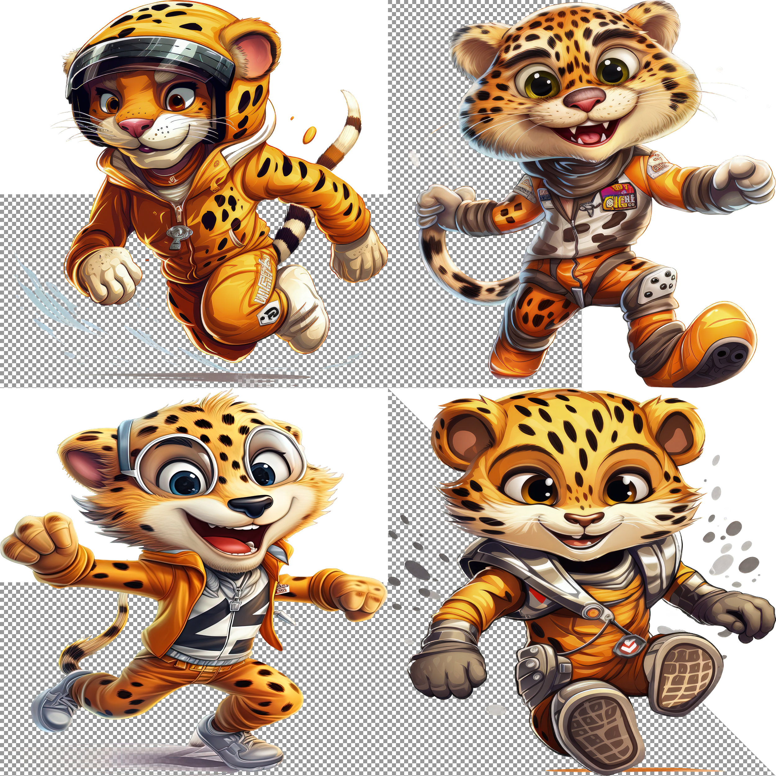 Racing Cheetah Clipartsprinting Cheetah Clipart Collection - Etsy