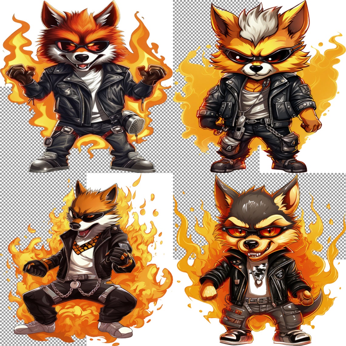 Rockstar Wolf Clipart,cool Wolf Rockstar Illustration,musical Animal ...