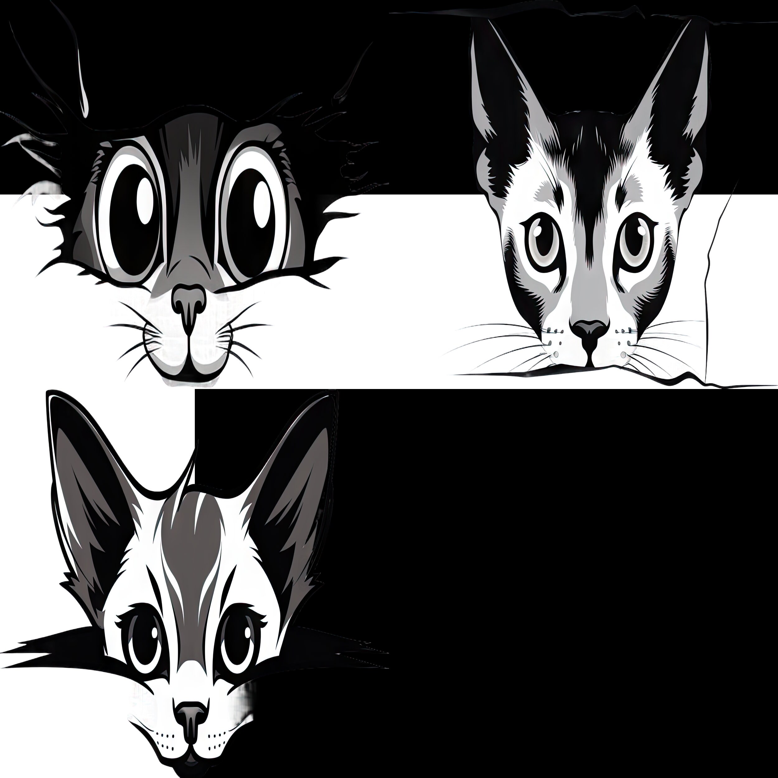 PEEKING Abyssinian Cat Vector in Black Lines PNG Clipart,cat Line Art ...