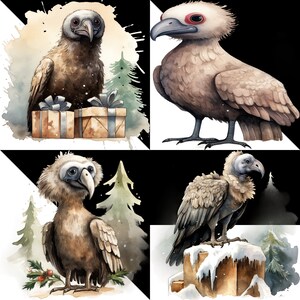 Christmas Heartwarming Vulture PNG Clipart, Vulture in Santa Hat ...