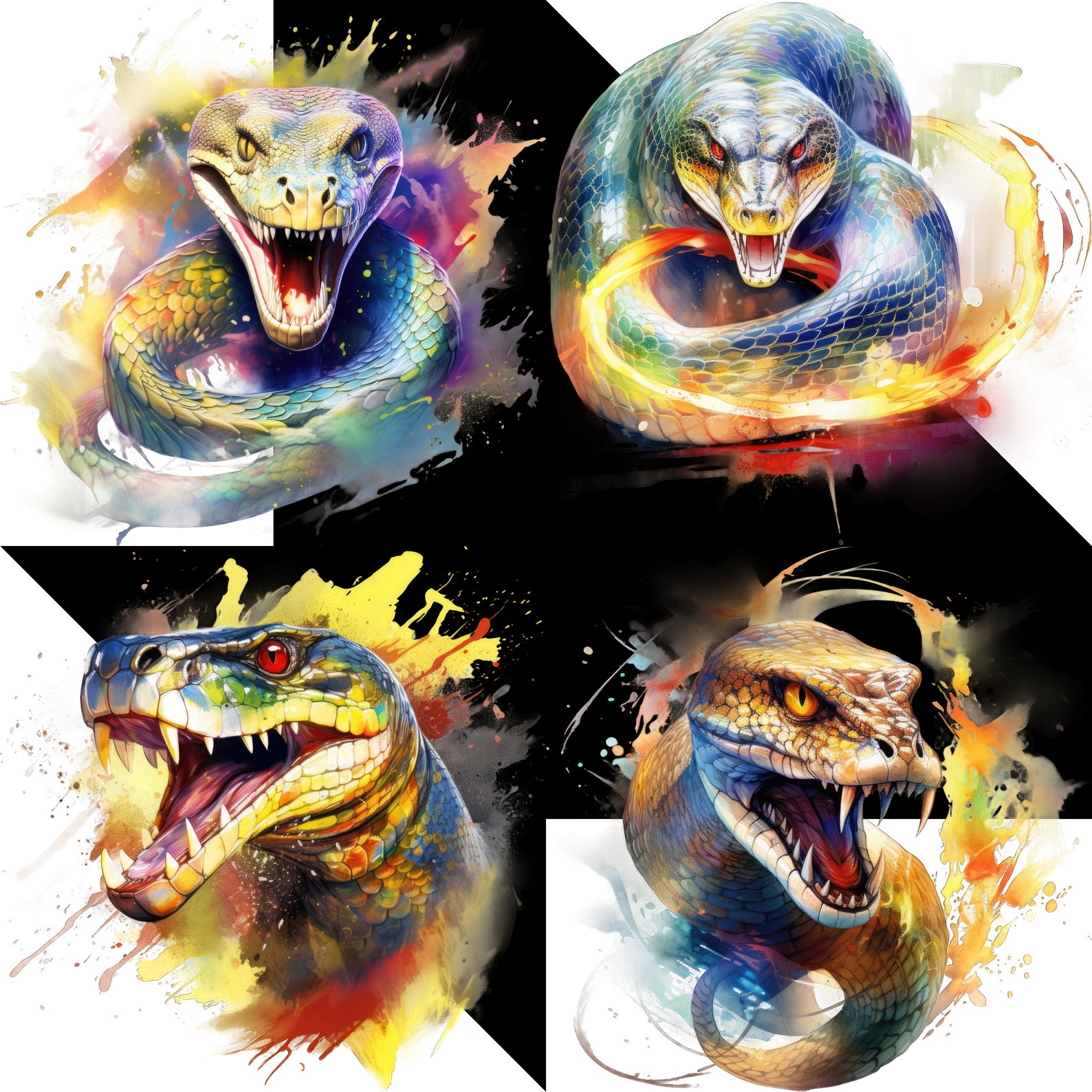 Anaconda Lightning Clipart, Anaconda in Lightning Storm, Jungle Reptile ...