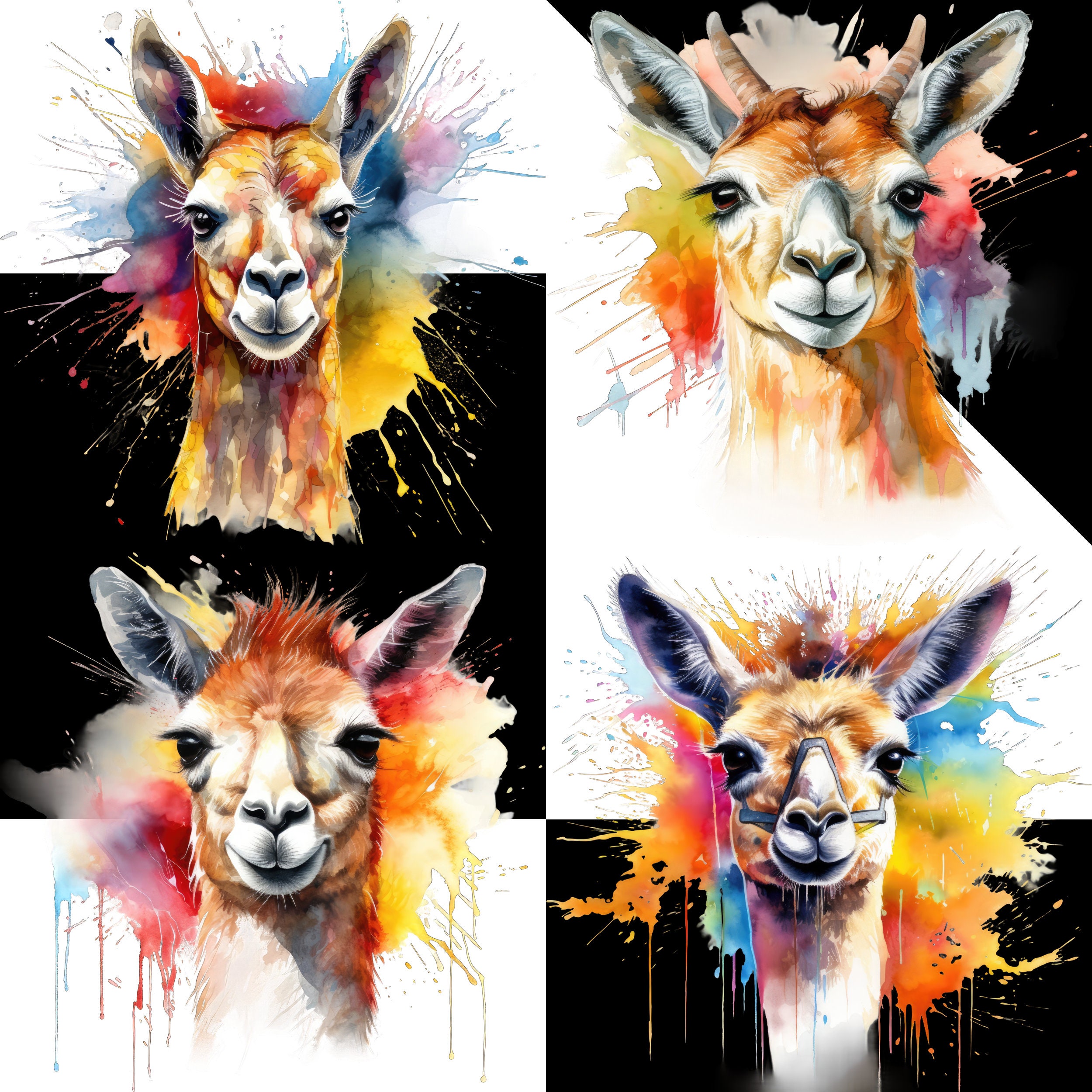 Guanaco Lightning Clipart, Llama Lightning Duo: Guanaco Clipart Set ...