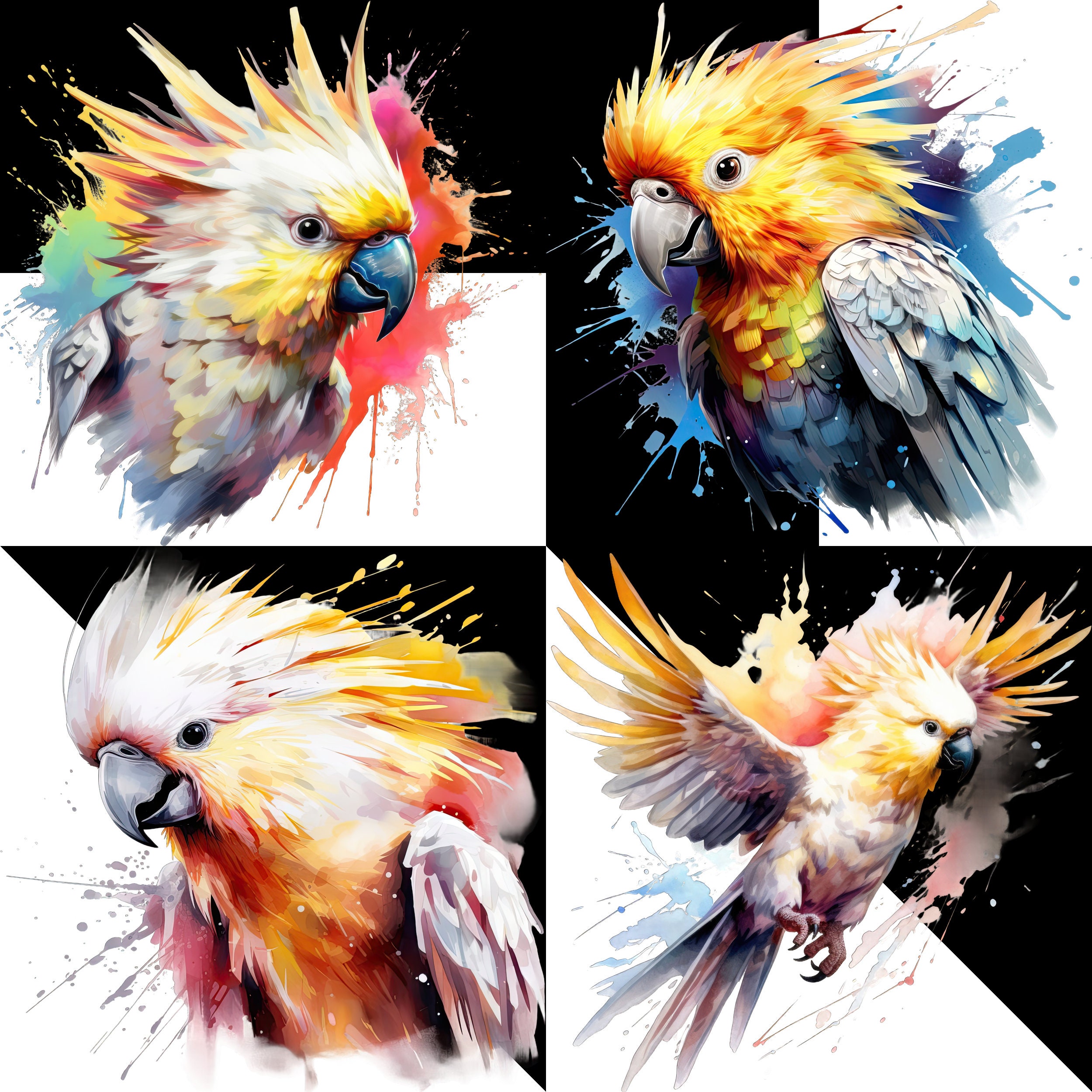 Cockatoo's Radiant Plumage, Exotic Bird Wall Art, Colorful Feathers of ...