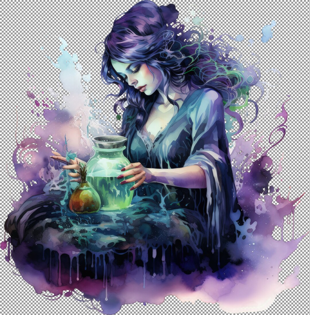 Midnight Potion With Witch Brewing Clipart, Spooky Witch's Brew Clipart ...