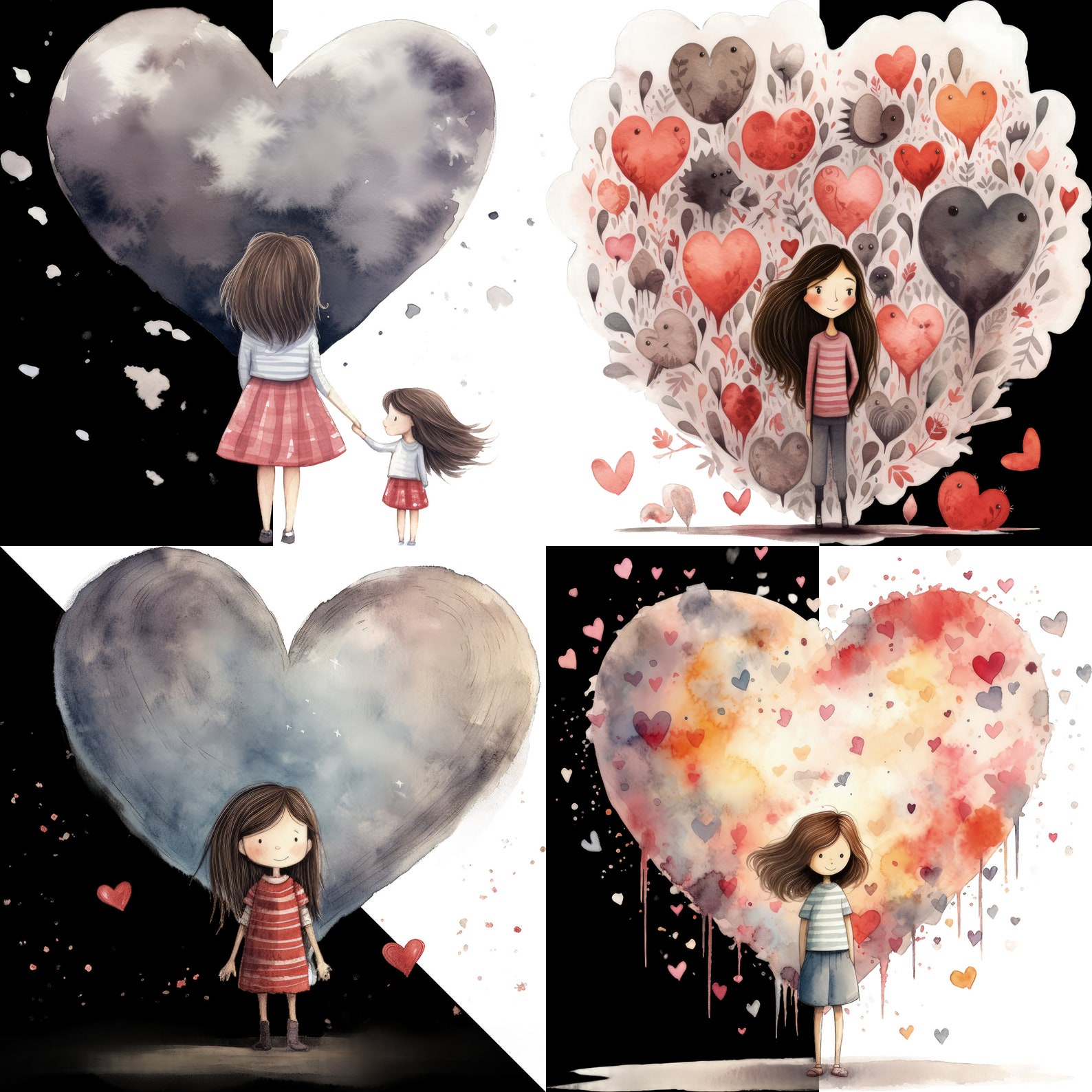 Devoted Daughter PNG, Loving Family Illustration, Digital Download ...