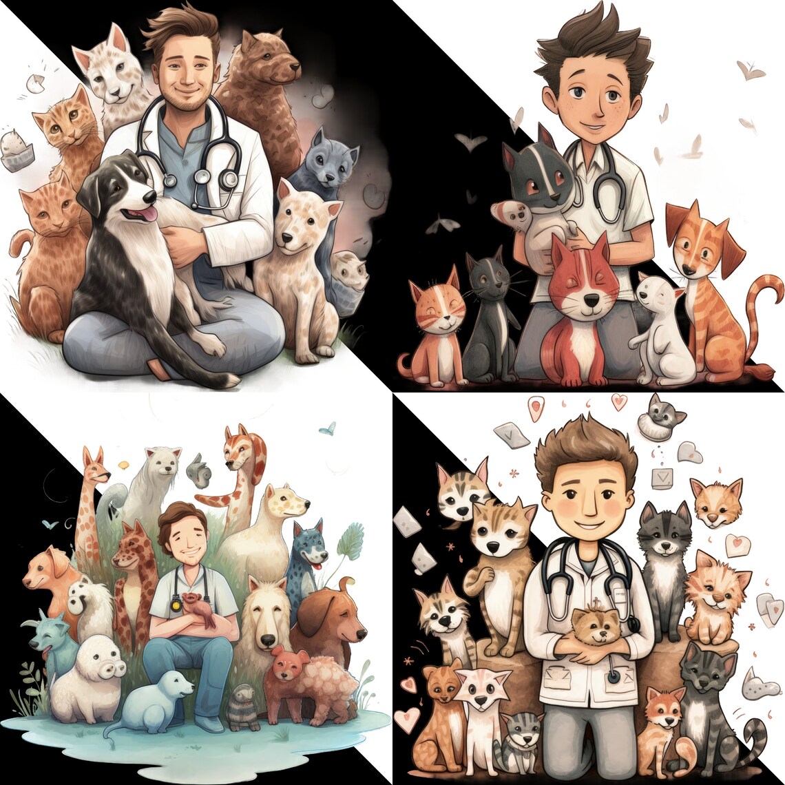 Warm-hearted Veterinarian Clipart, Compassionate Animal Doctor ...