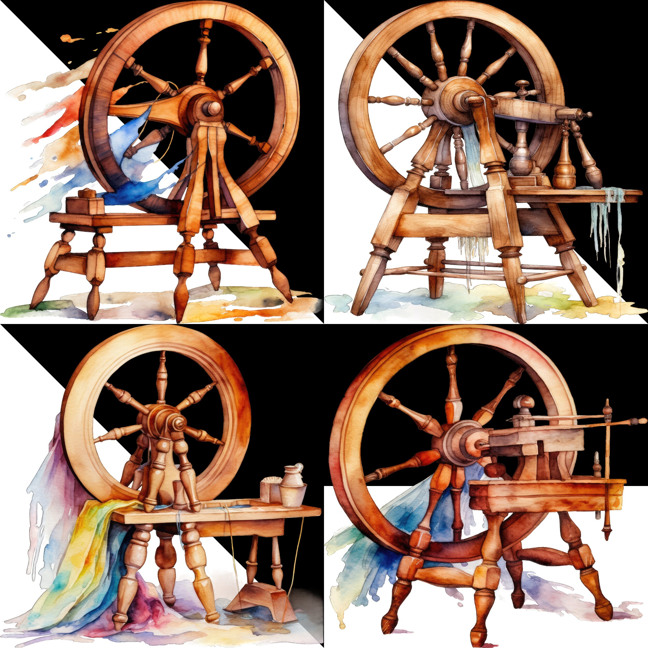 Vantage Spinning Wheel PNG Clipart, Textile Decor Clipart, Vantage ...