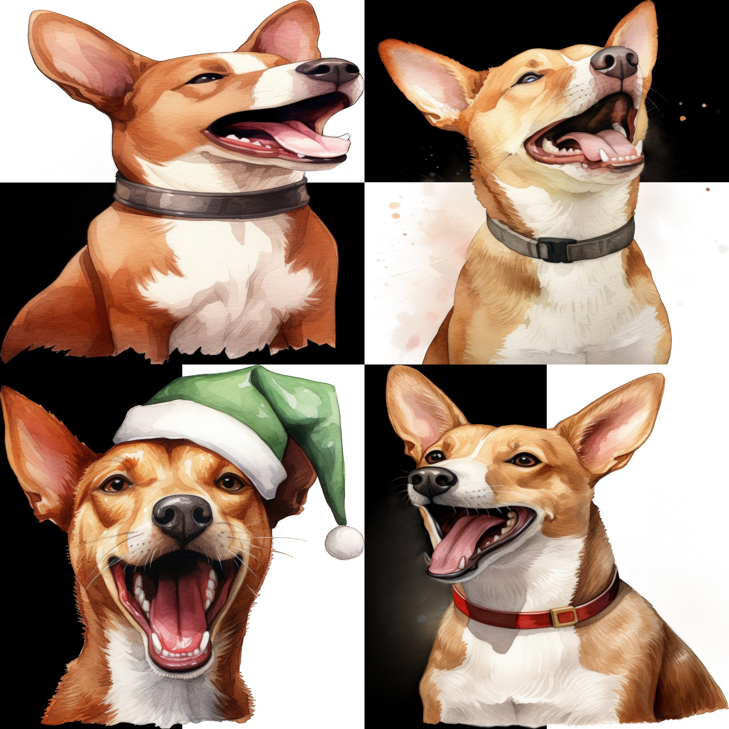 Gleeful Basenji Christmas Yodel Clipart,basenji Dog Yodeling for ...