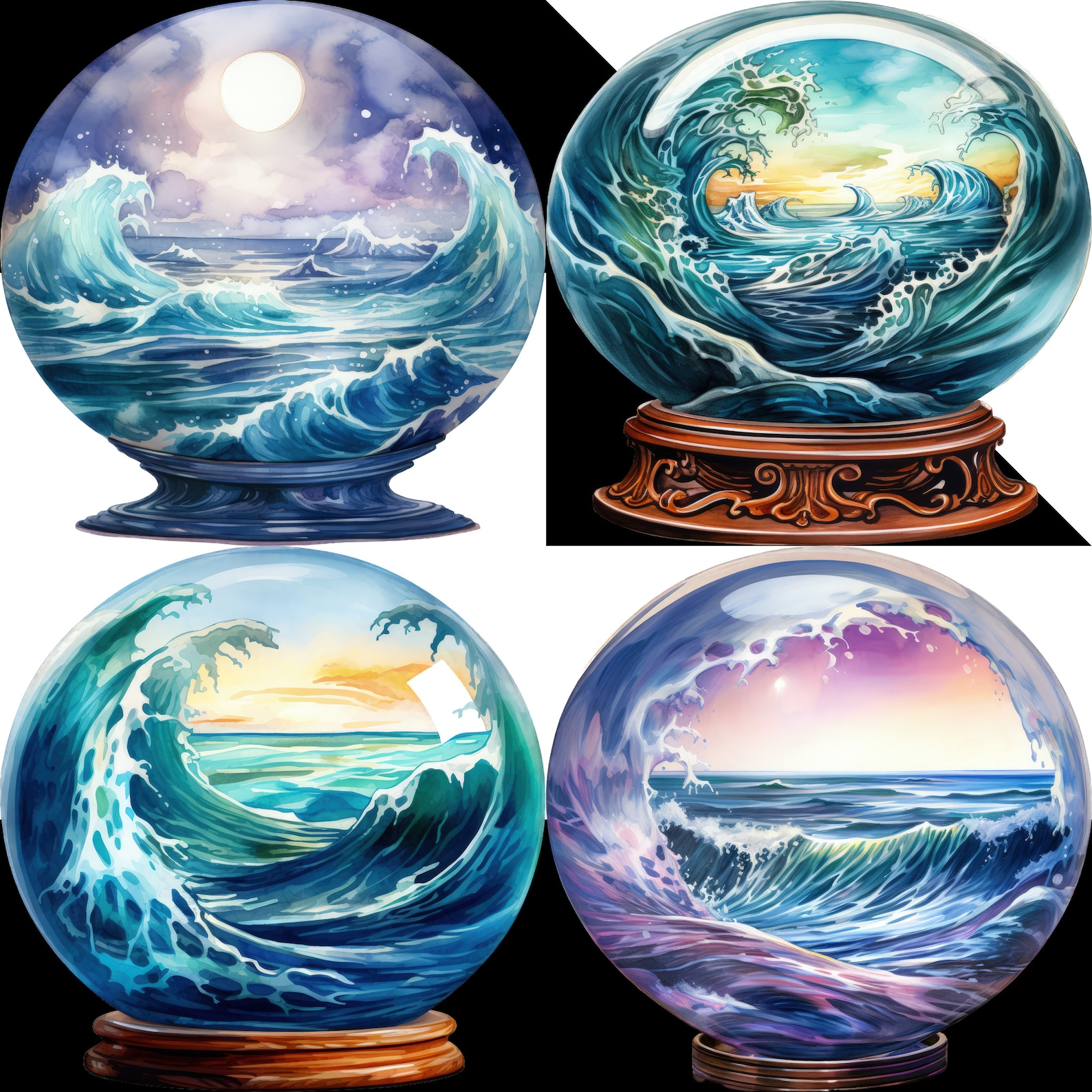 Beautiful Magical Ocean in Crystal Ball Clipart,magical Ocean Fantasy ...