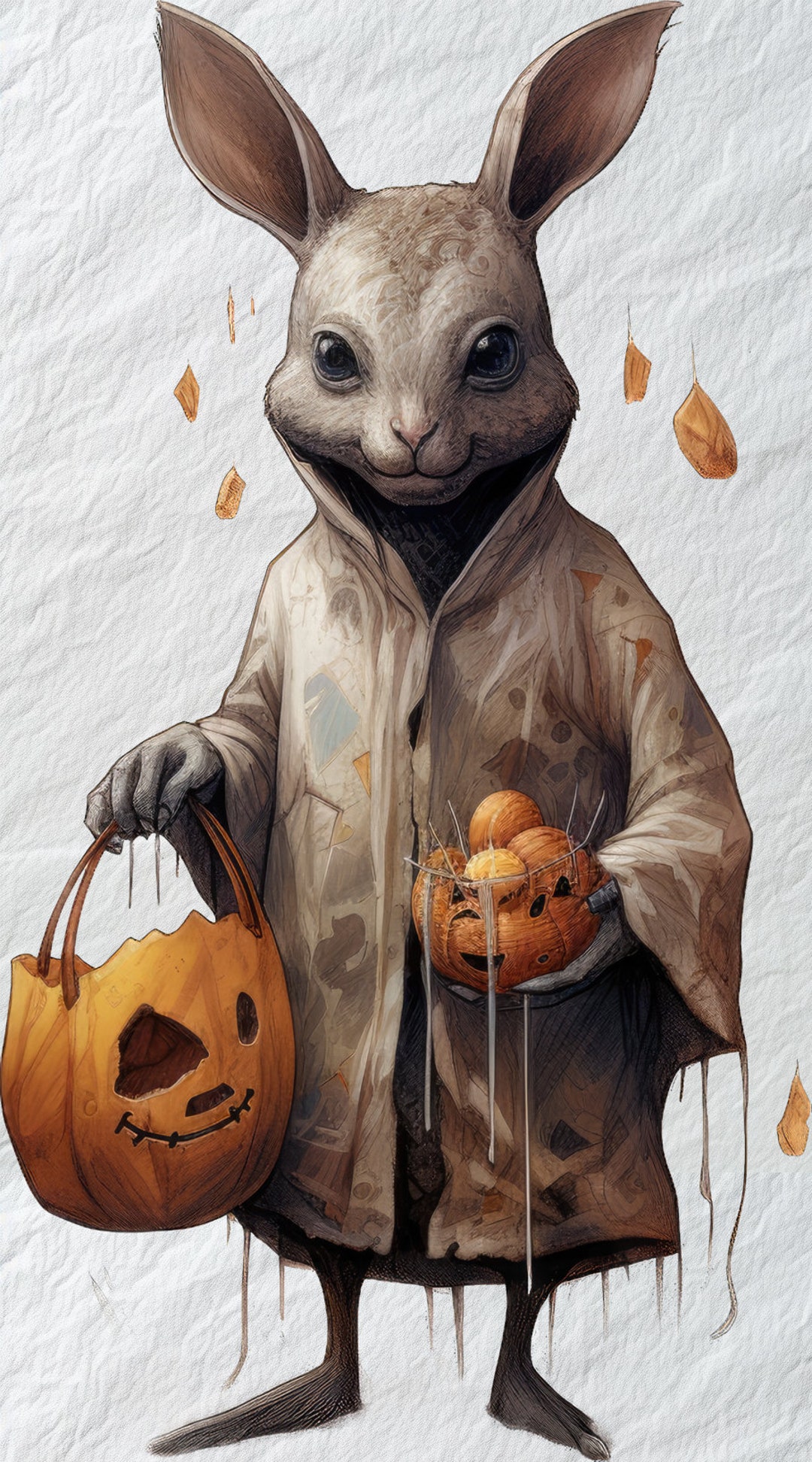 Halloween Spooky Kangaroo With Creepy Shadows Clipart,haunting Artistry ...