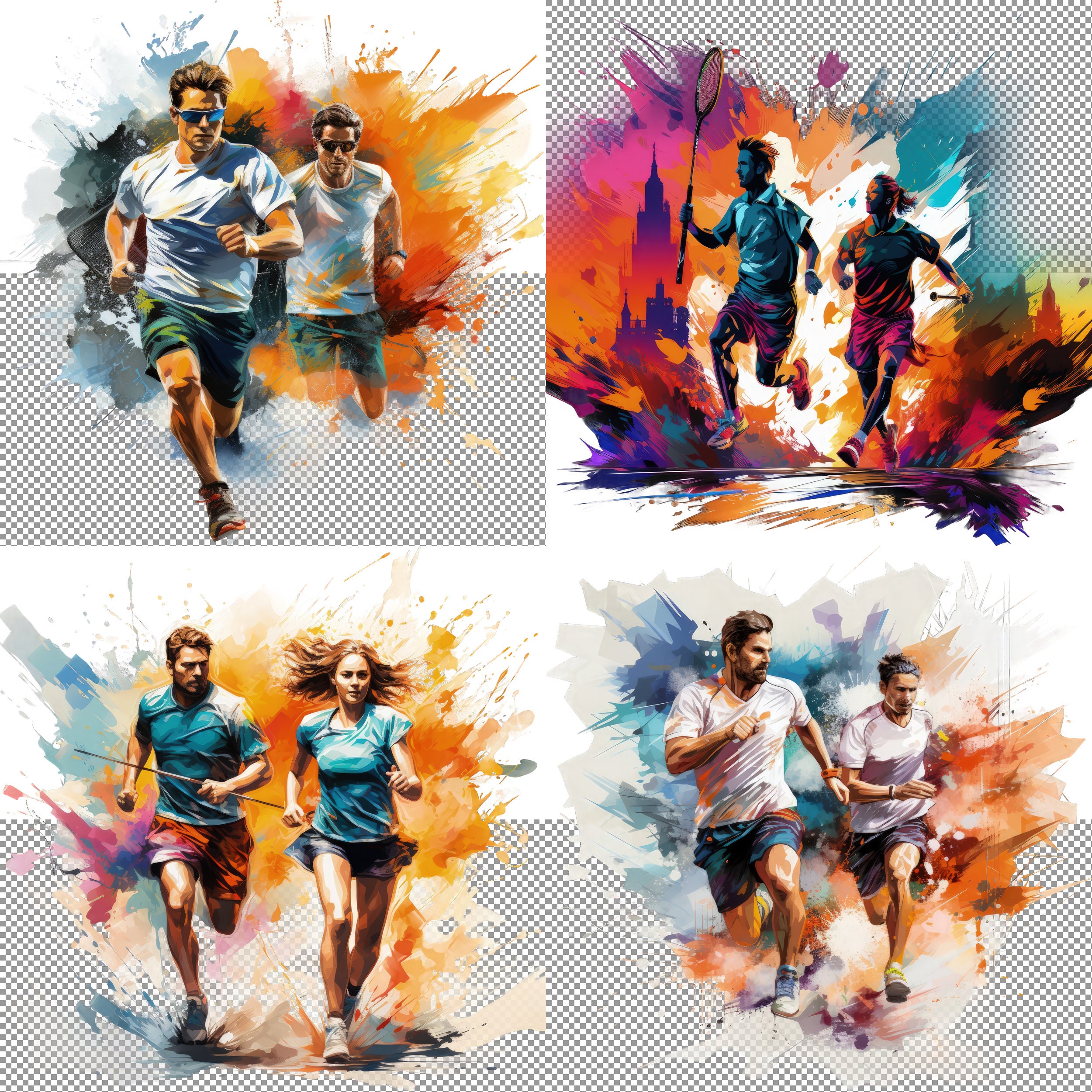 Watercolor Tennis Clipart Set, Tennis Poses, Watercolor Tennis Player ...