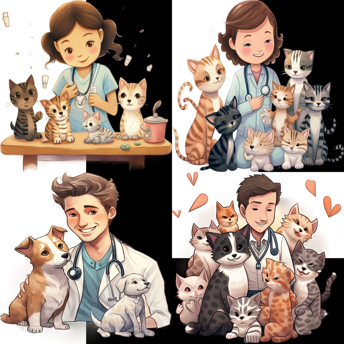 Warm-hearted Veterinarian Clipart, Compassionate Animal Doctor ...