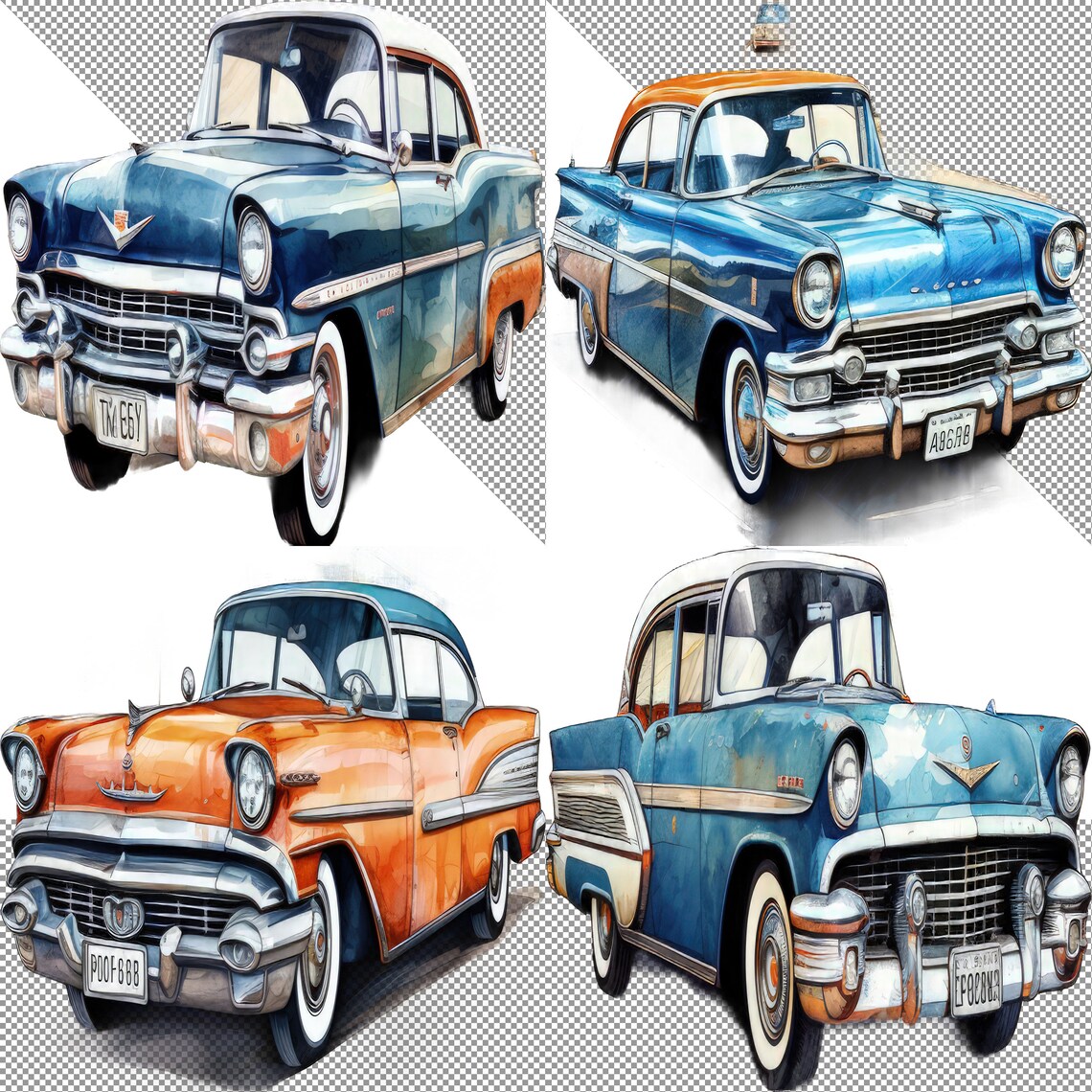 Route 66 Road Trip Clipart, Vintage Route 66 Car Clipart Collection ...