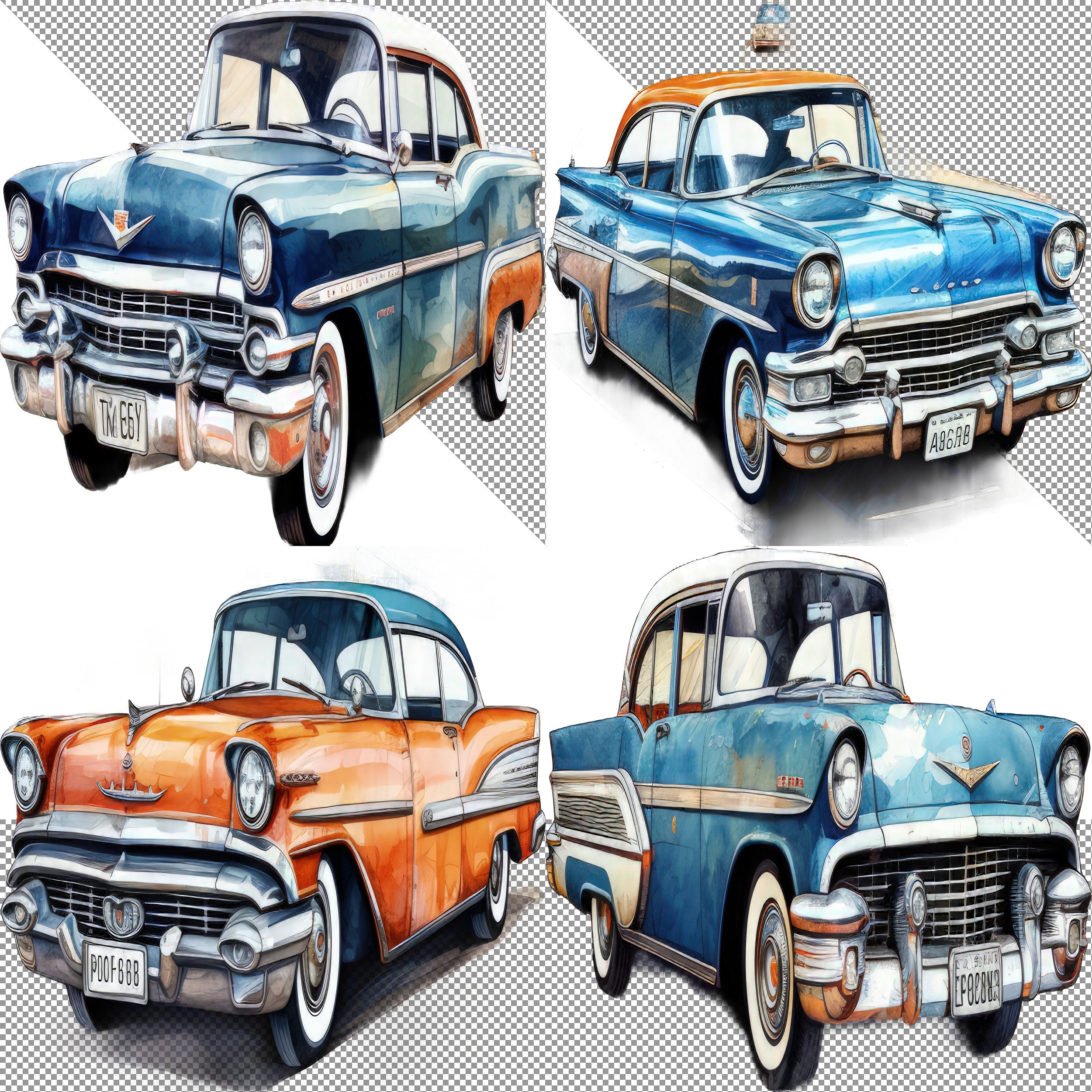 Route 66 Road Trip Clipart, Vintage Route 66 Car Clipart Collection ...