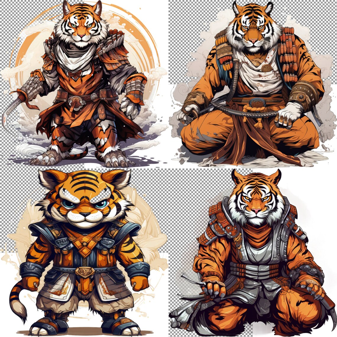 Tiger in Samurai Armor Cartoon Vectorferocious Tiger in - Etsy