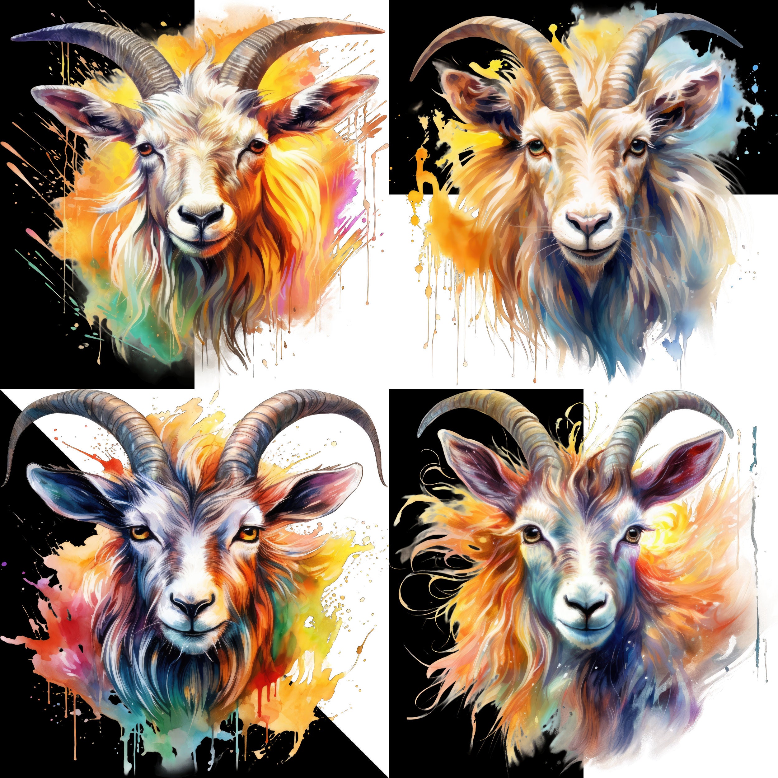 Goat Lightning Clipart, Caprine Lightning Dance: Goat Clipart Set ...