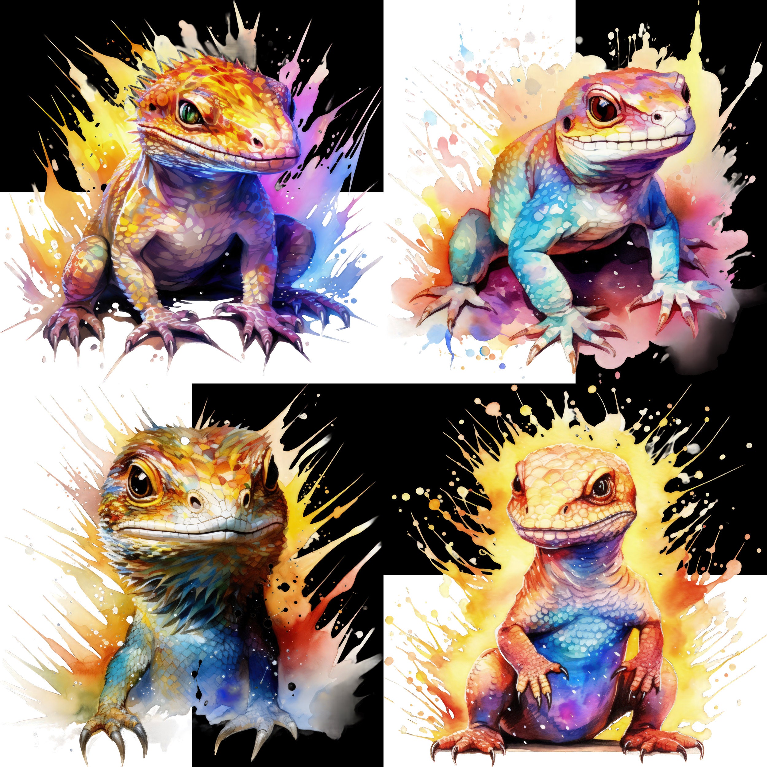 Newt's Electrifying Portrait,electrifying Newt Wildlife Painting,newt's ...