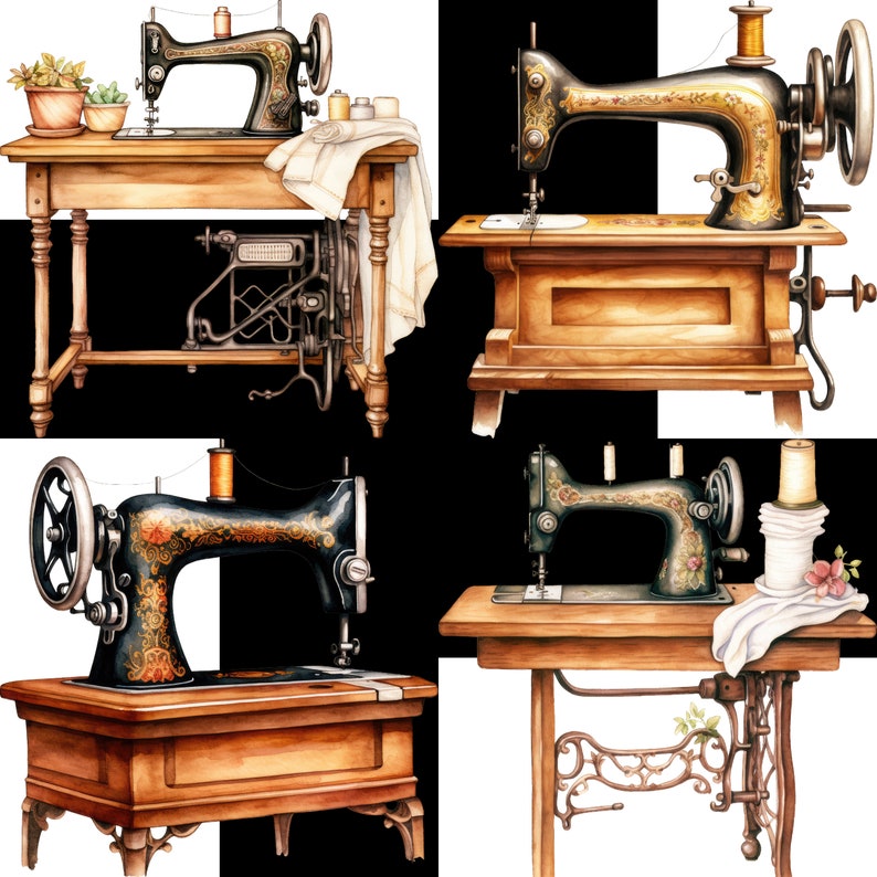 Vantage Treadle Sewing Machine PNG Clipart,sewing Decor Clipart ...