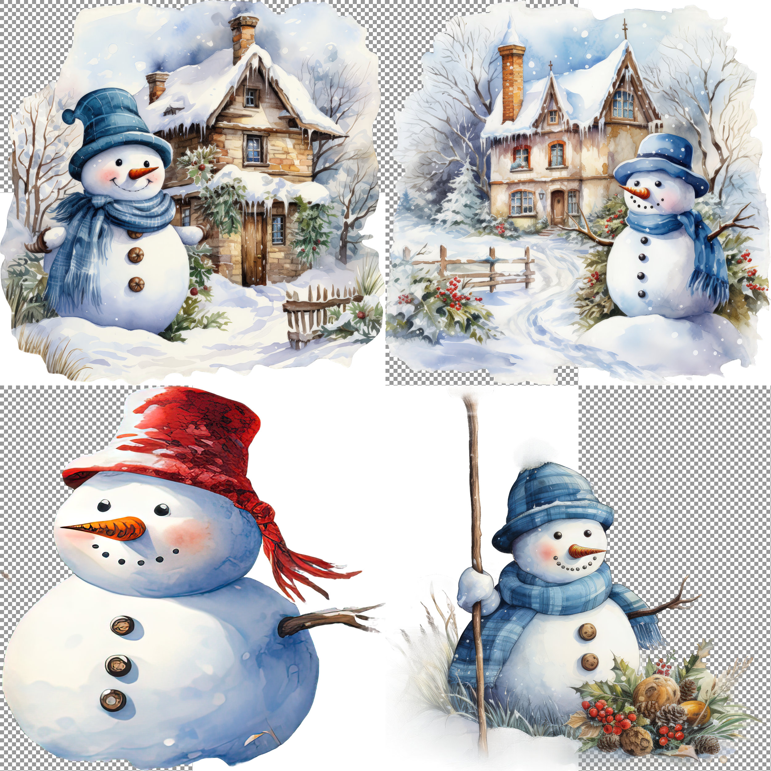 Snowman's Meadow Home Clipart, Frosty Snowman Meadow Clip Art,cozy ...