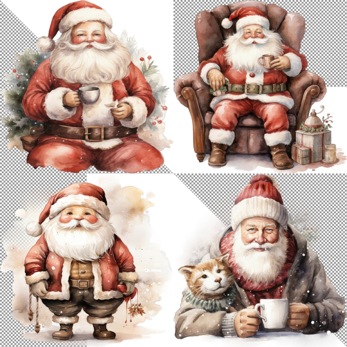Christmas Santa Claus Clipart Cozy Colors Clipart Merry - Etsy