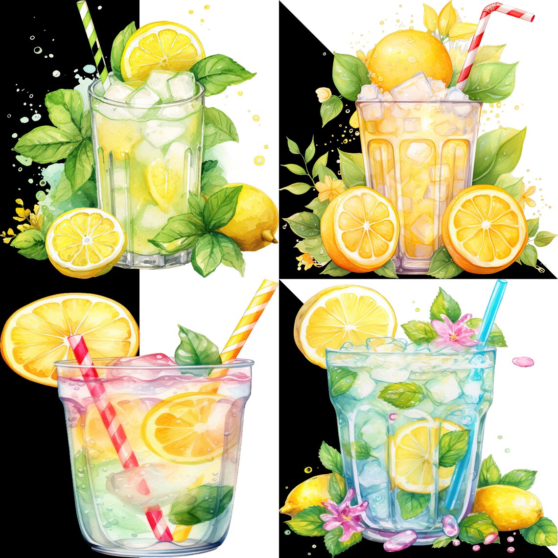 Lemonade Springs Clipart, Fresh Lemonade Springs, Citrus Drink Clipart ...
