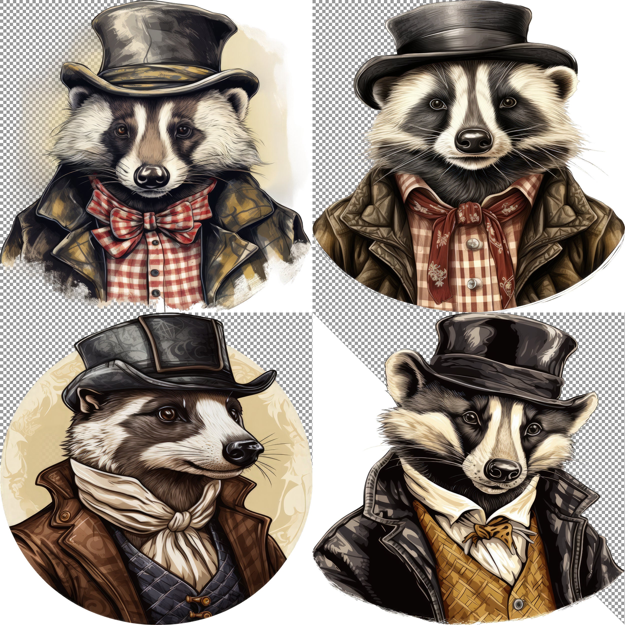 British Vintage Badger Clipart, British Vintage Badger Clipart,classic ...