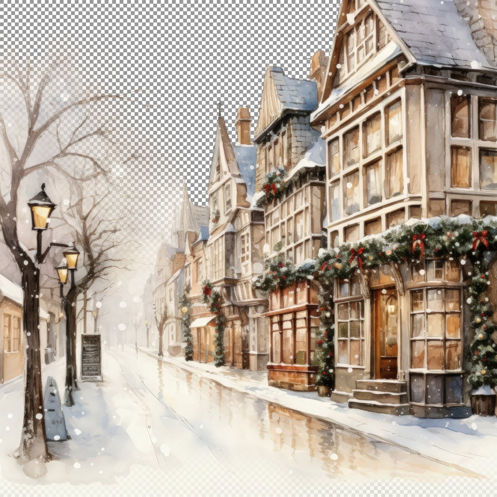 Christmas Street Clipart,add Whimsical Charm to Yours Designs With ...