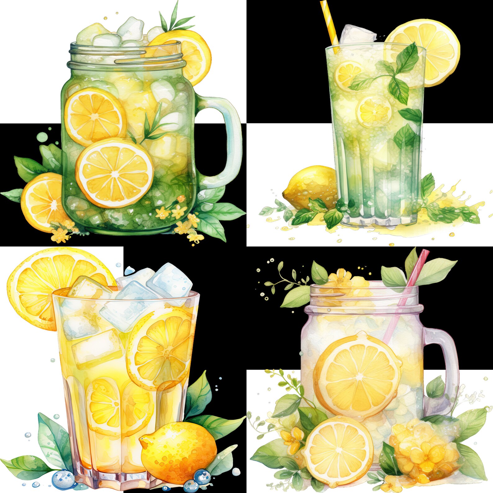 Lemonade Springs Clipart, Fresh Lemonade Springs, Citrus Drink Clipart ...