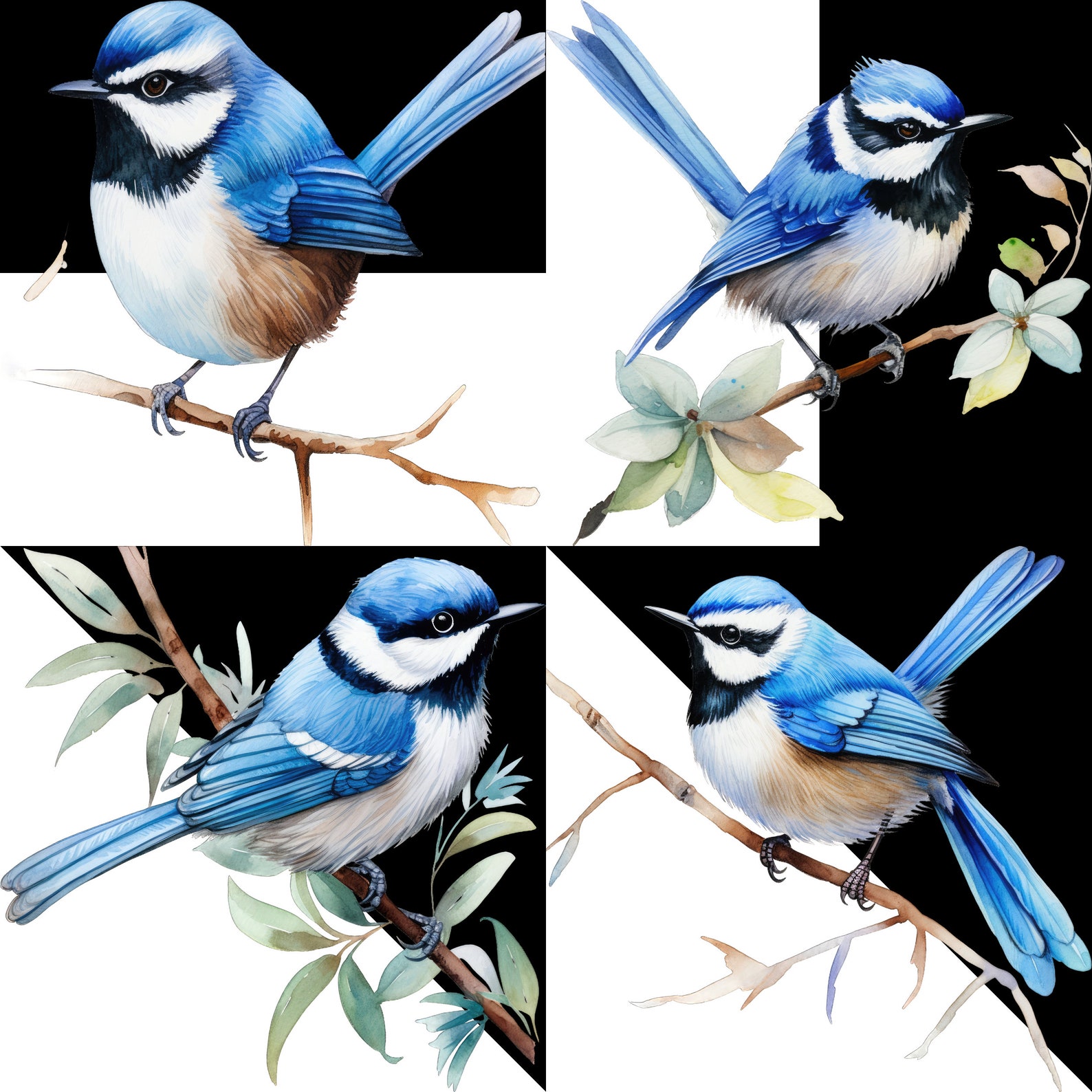 Blue Wren Watercolor PNG Clipartsolated, Cute Blue Wren Painting, Bird ...