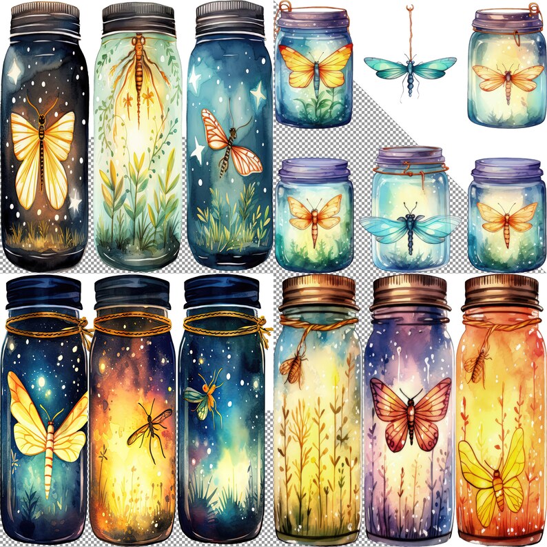 Firefly Jars Watercolor Clipart, Craft for Kids Printable, Picture for ...