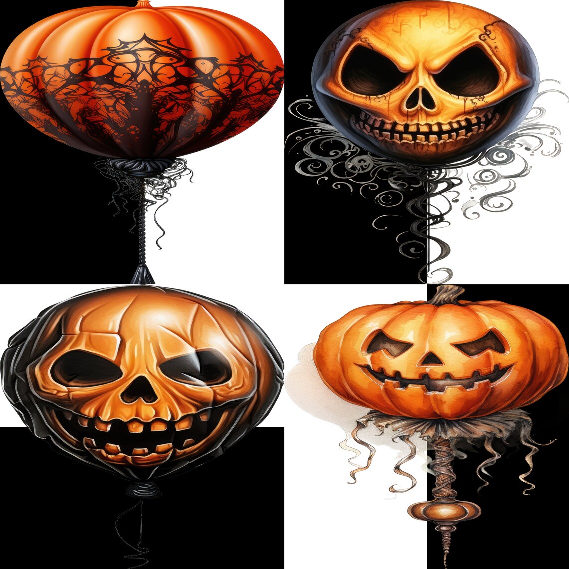 Beautiful Halloween Party Balloons PNG Clipartelegant - Etsy