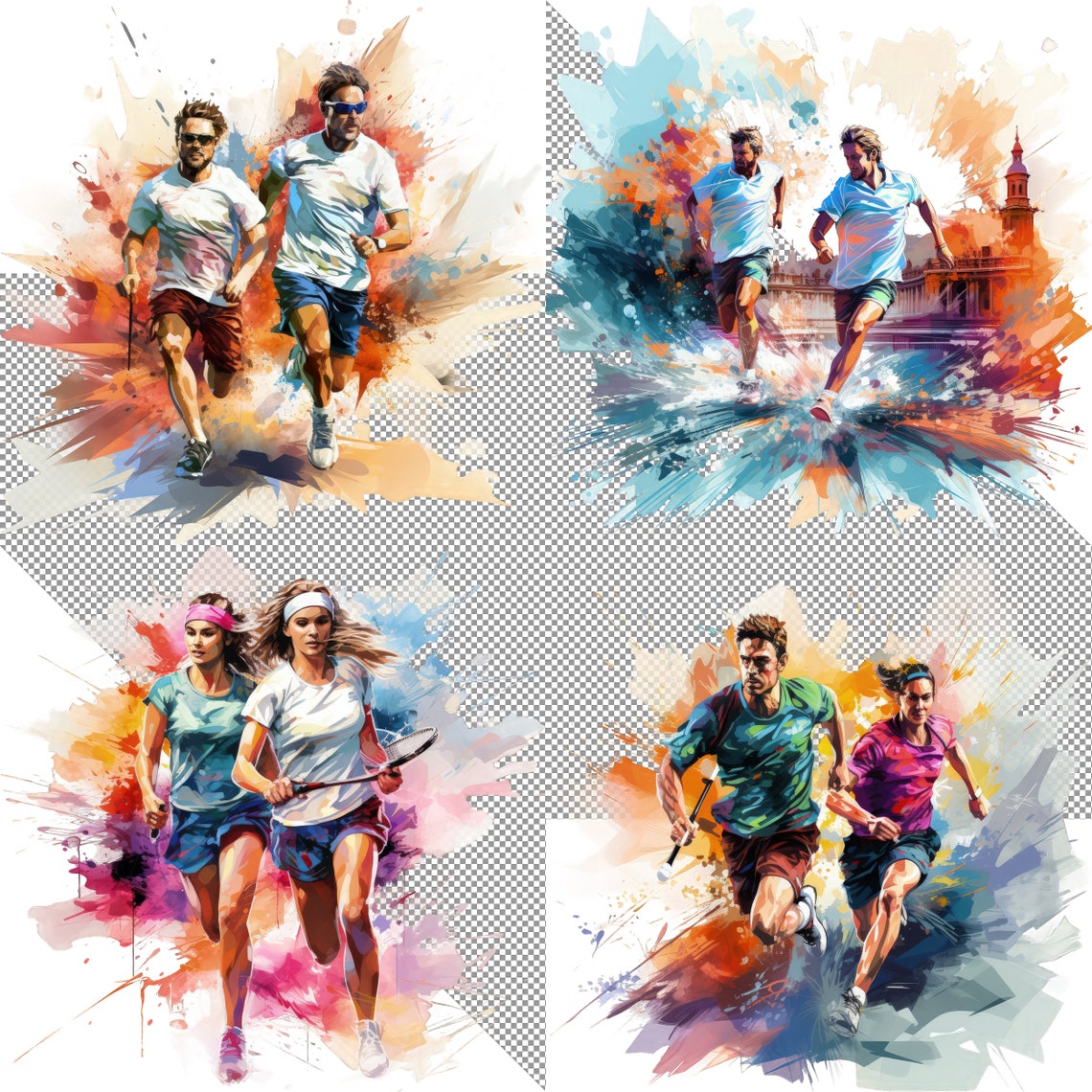 Watercolor Tennis Clipart Set, Tennis Poses, Watercolor Tennis Player ...