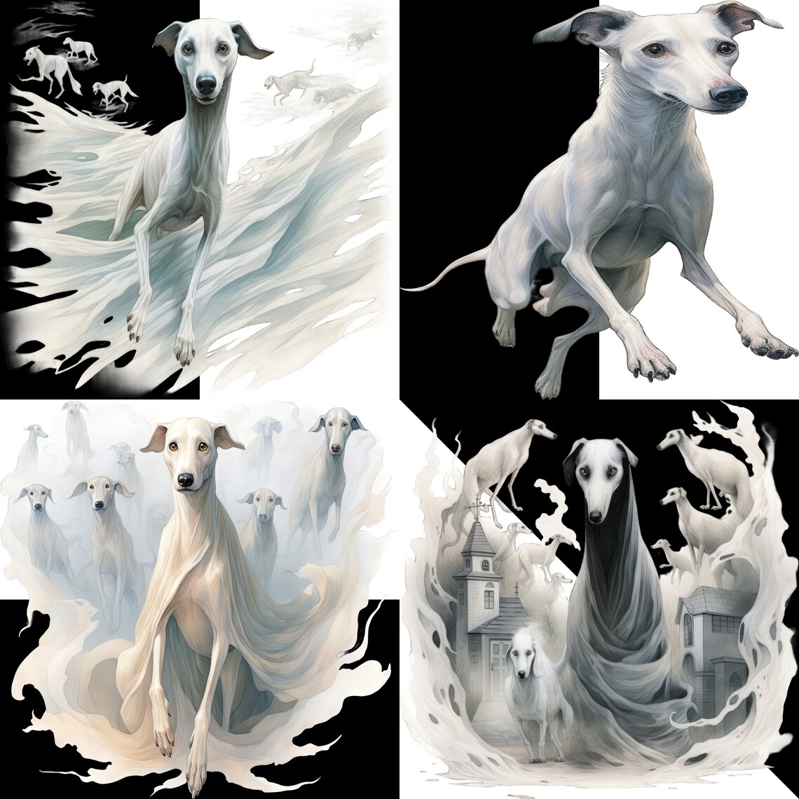 Haunting Whippet Ghost Apparitions Clipart, Ghostly Whippet Clip Art ...