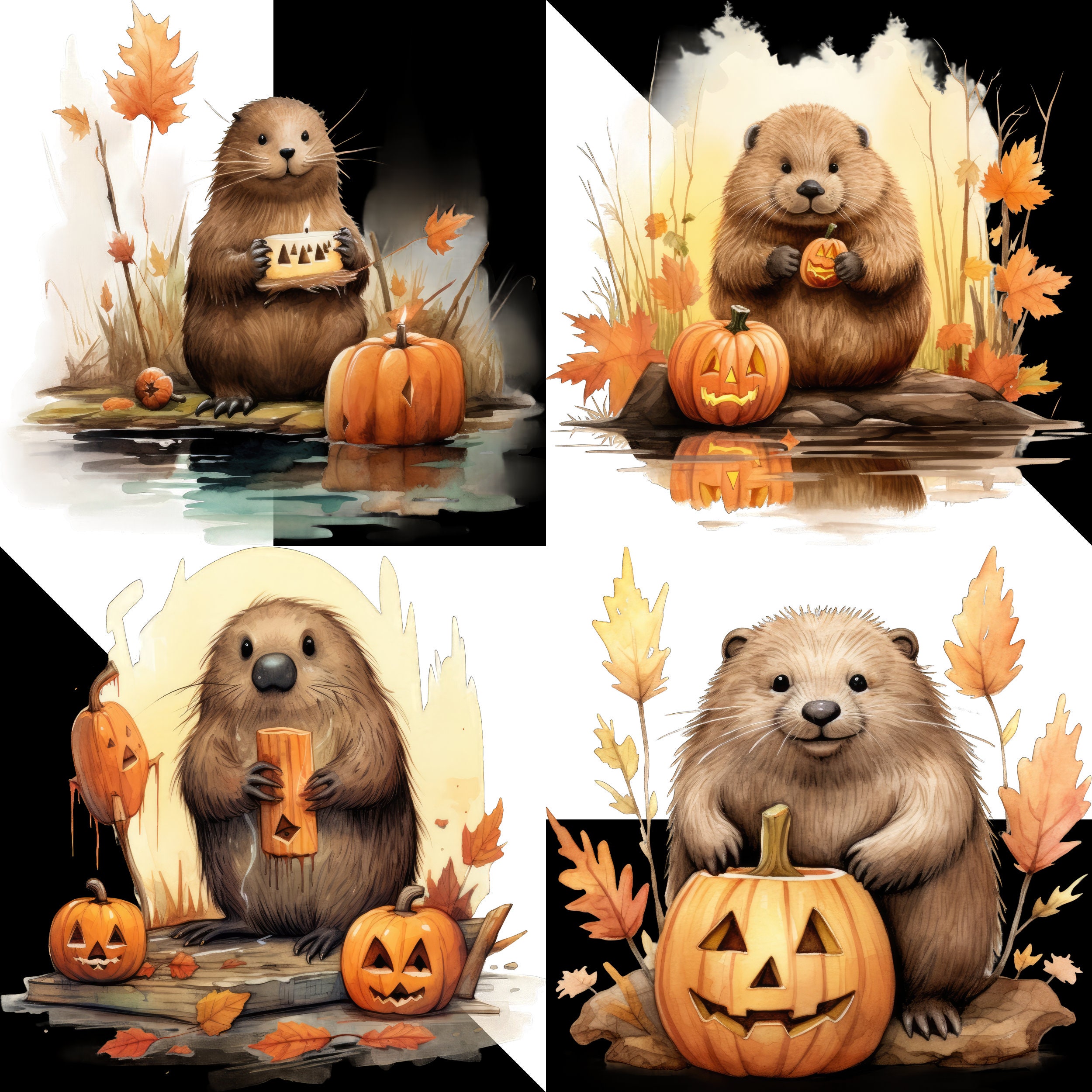 Halloween Spooky Beaver Carving Pumpkin Dam Clipartspooky - Etsy