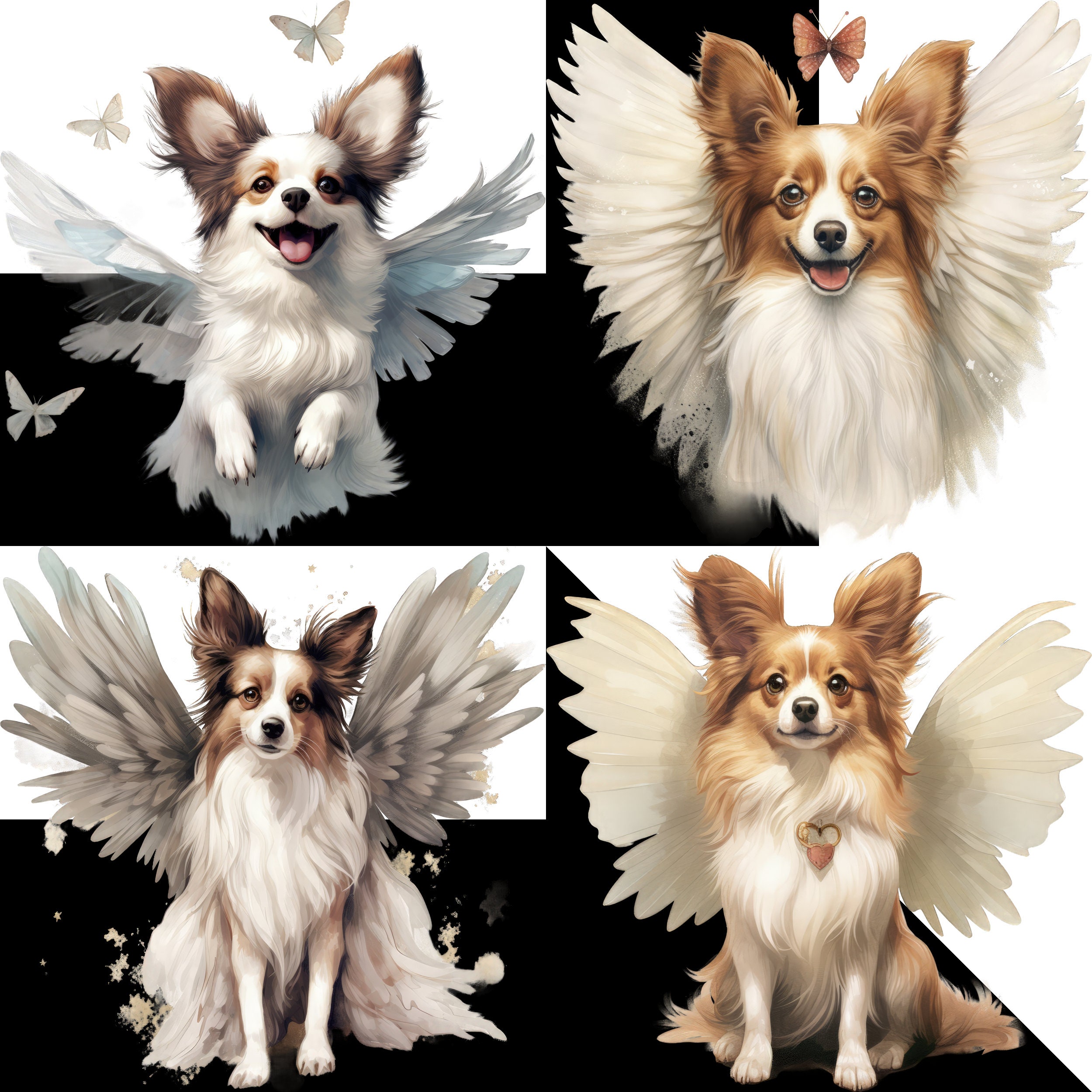 Gleeful Papillon Christmas PNG, Wings of Christmas, Festive Papillon ...