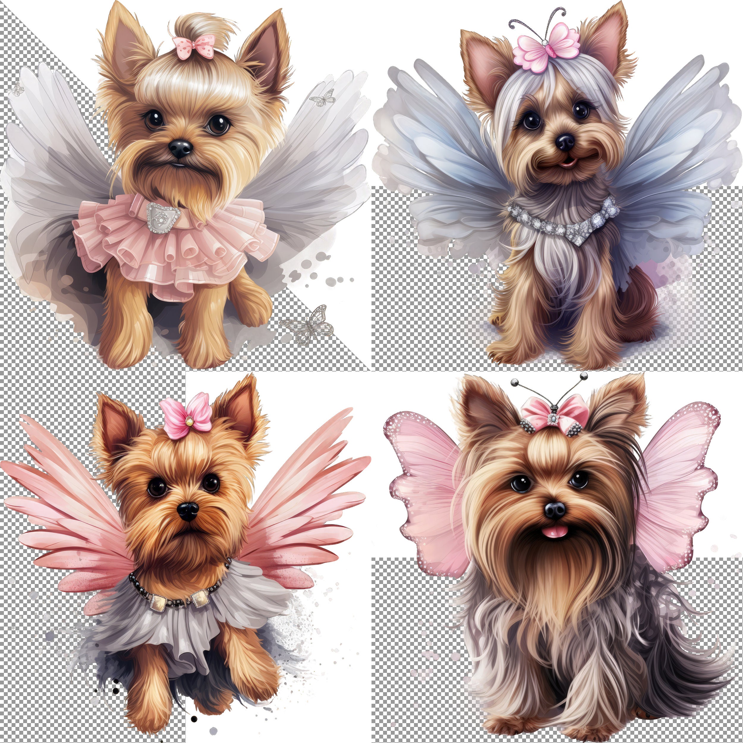 Fairy Yorkshire Terrier Clipart, Digital Fairy Terrier Art, Yorkie ...