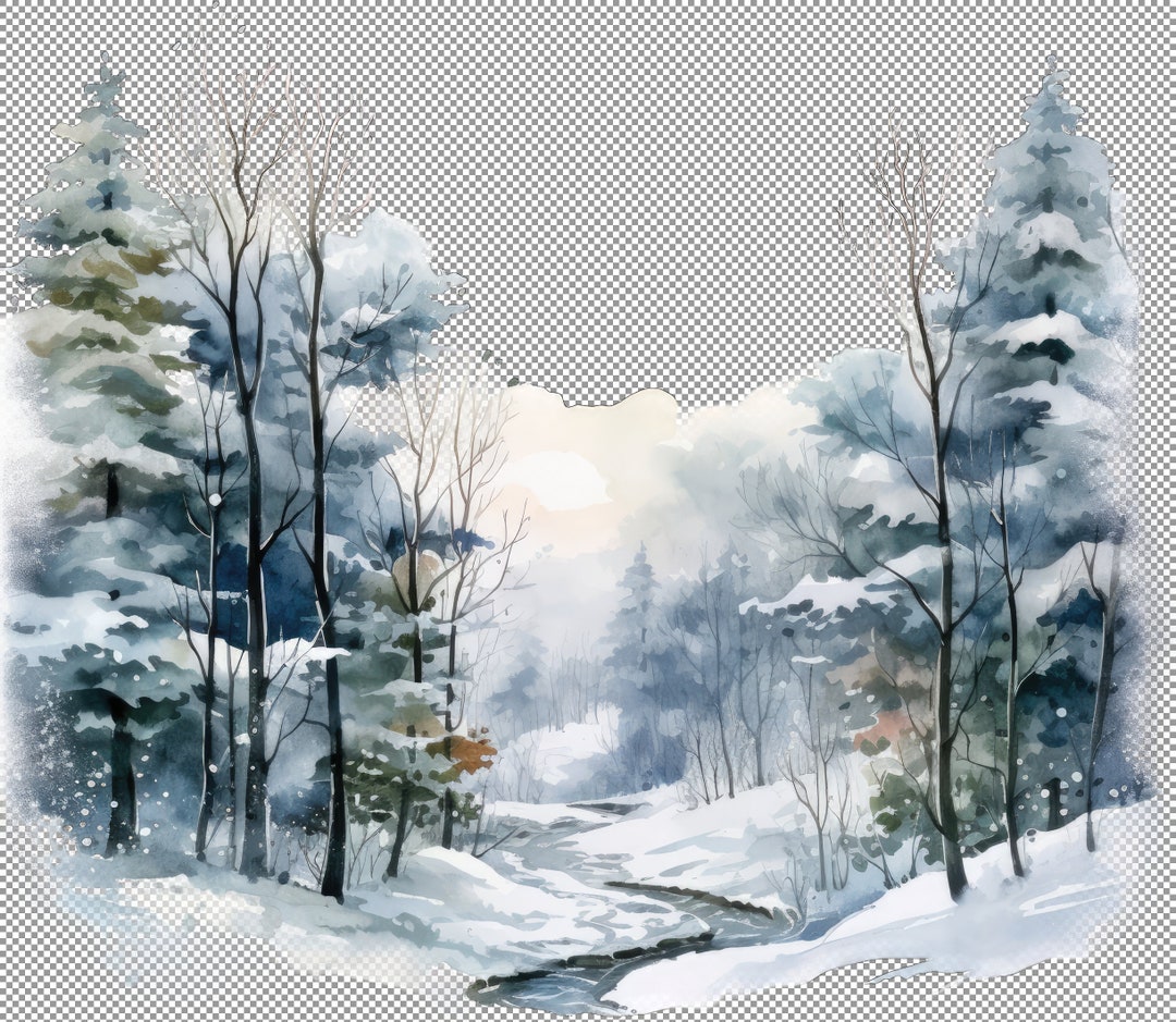 Winter Forest Clearing Clipart, Winter Forest Clearing Clipart: Snowy ...