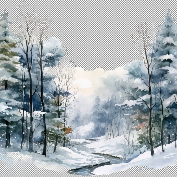 Frosty Woods Clipart - Etsy