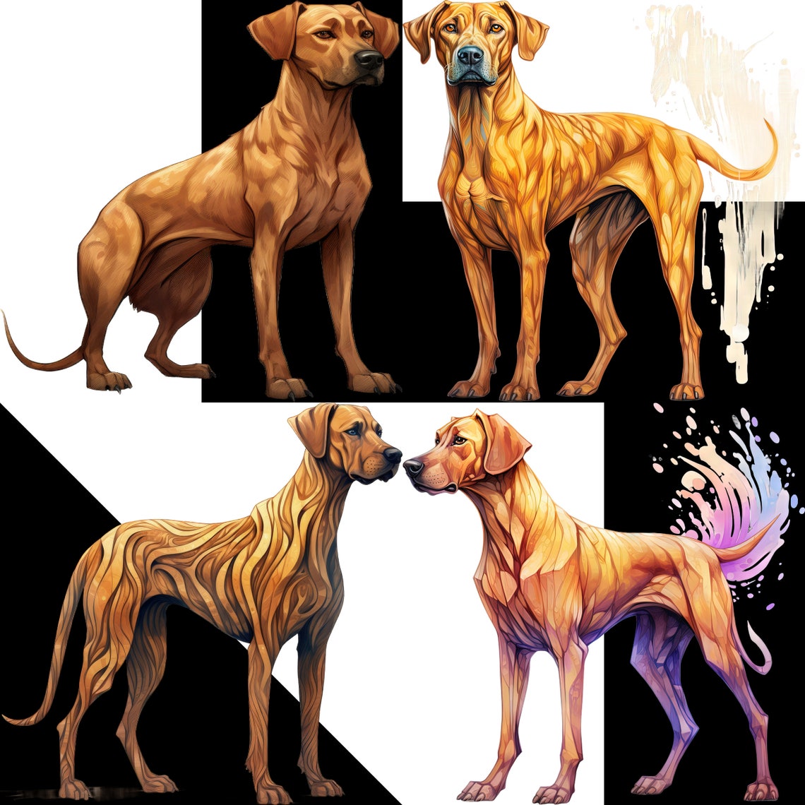 Mysterious Rhodesian Ridgeback Clipart, Glowing Spine Clipart, Mystical ...