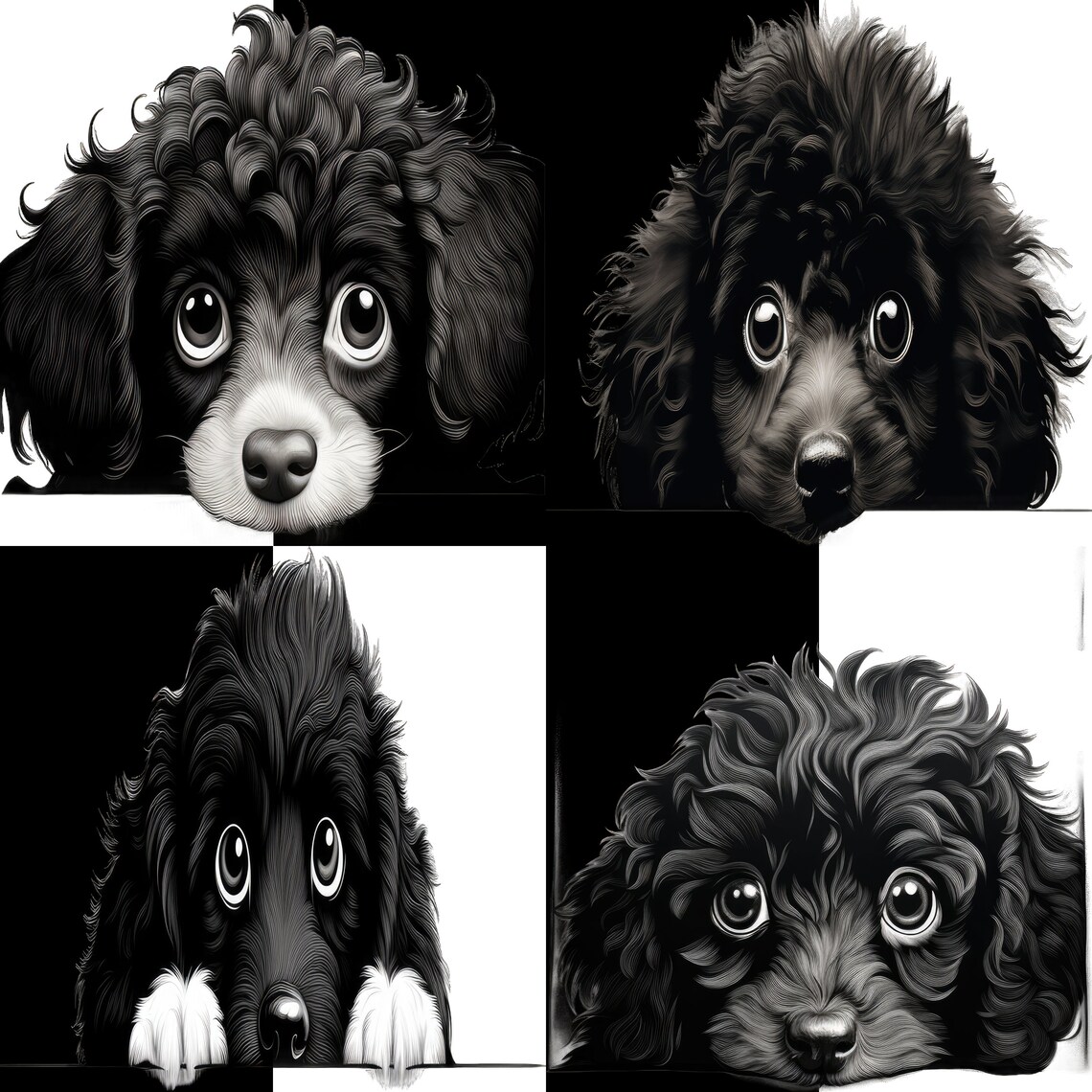 PEEKING Poodle Vector: Black Lines, Logo,minimalist Poodle Line Art ...