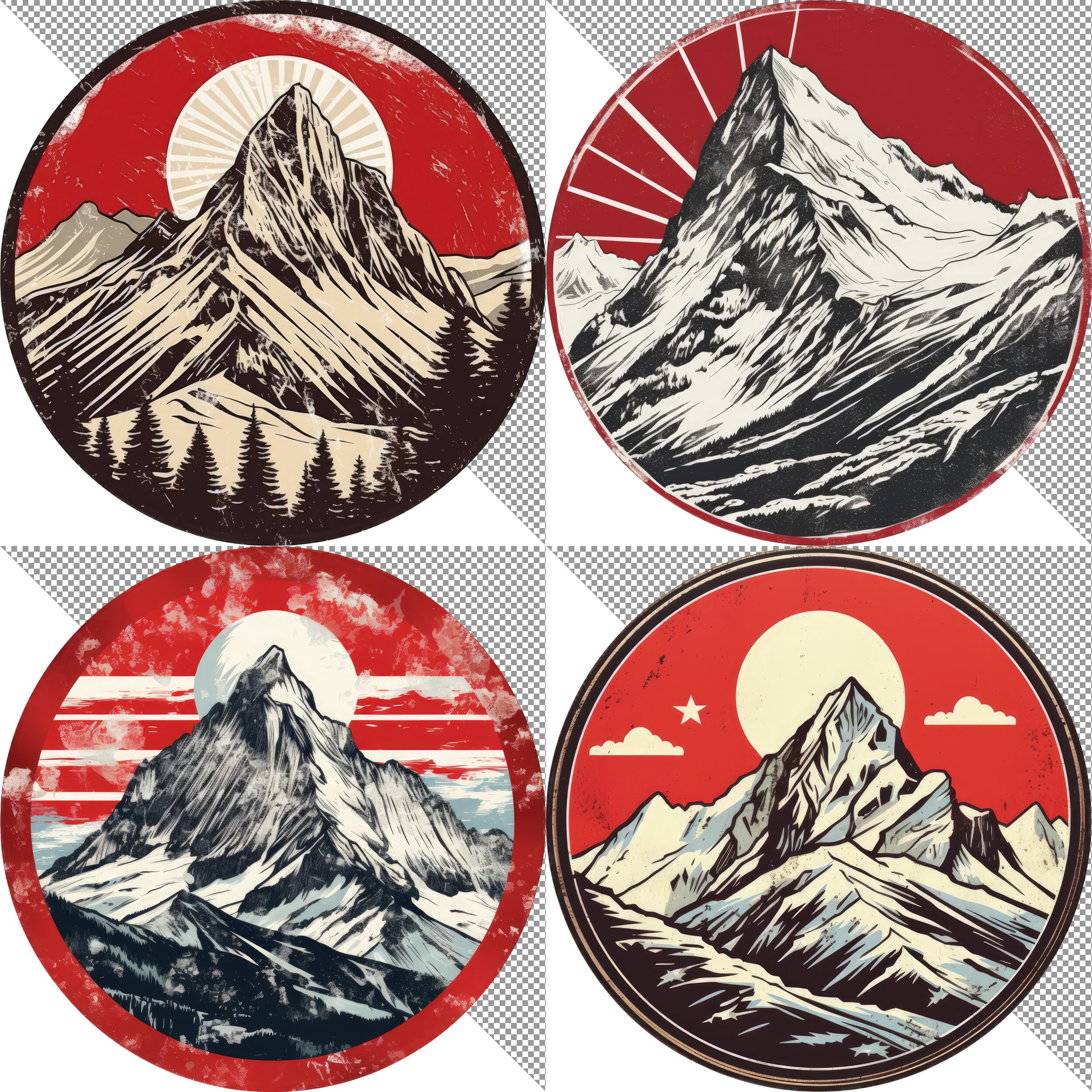 Swiss Mountain Peak Flag Badge Design, Swiss Alps Wall Art Watercolor ...