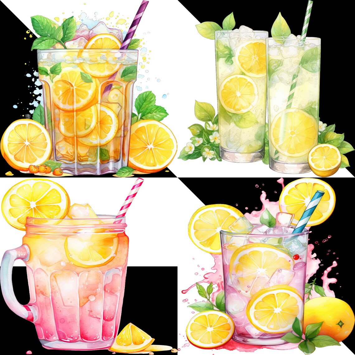 Lemonade Springs Clipart, Fresh Lemonade Springs, Citrus Drink Clipart ...