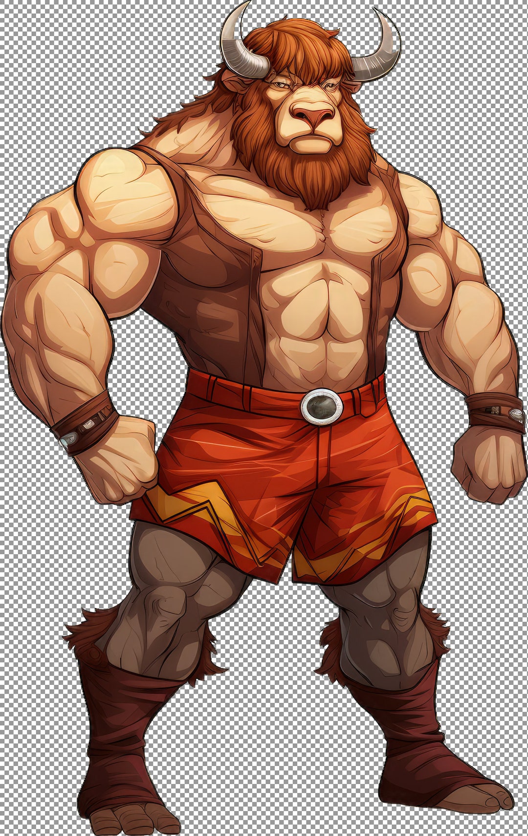 Circus Strongman Bison Clipart, Mighty Muscled Bison Clipart Collection ...