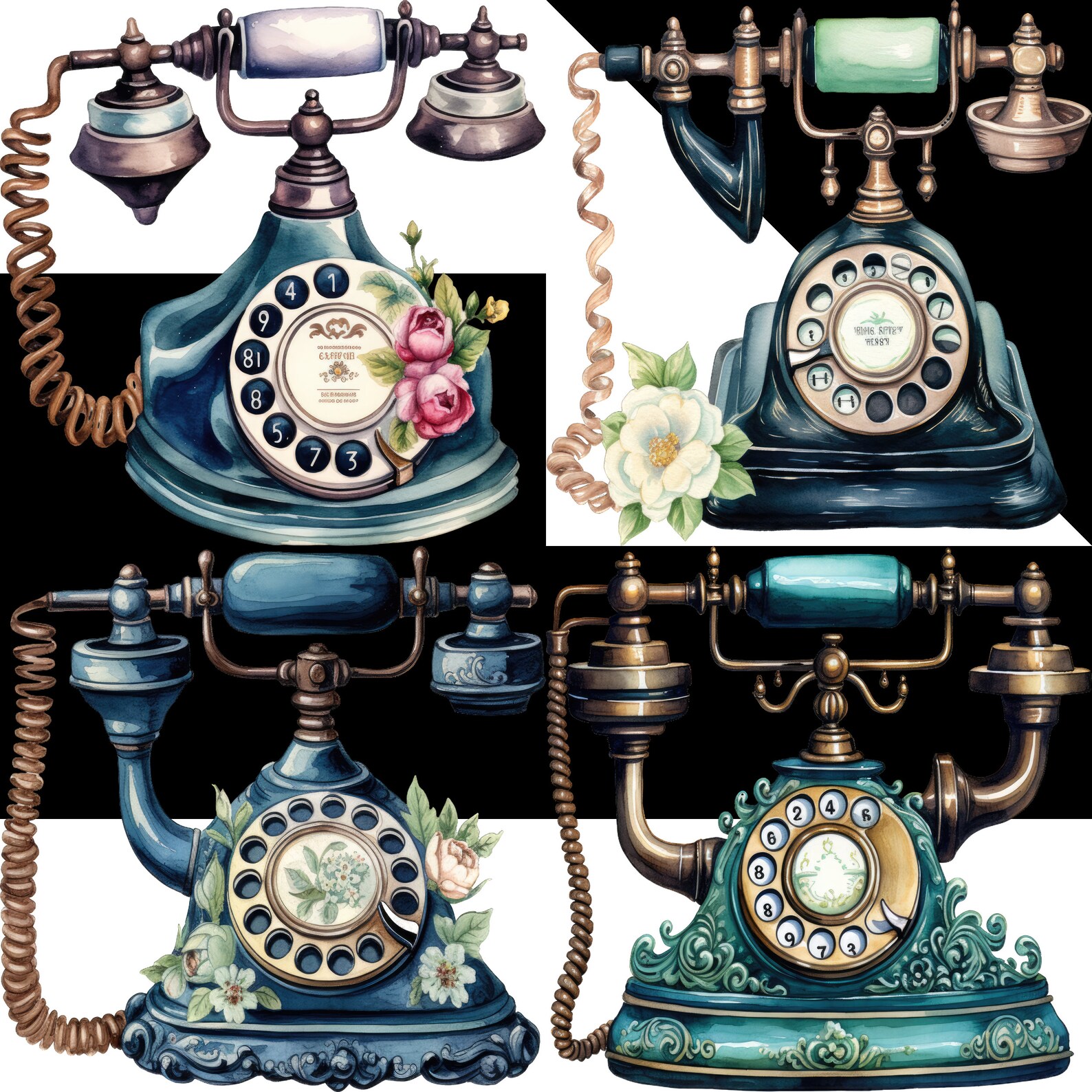 Victorian Telephone Whimsical Watercolour Clipart, Whimsical ...