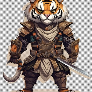 Tiger in Samurai Armor Cartoon Vector,ferocious Tiger in Samurai Armor ...