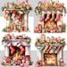 Stockings by the Festive Fireplace Clipart, Christmas Fireplace With ...
