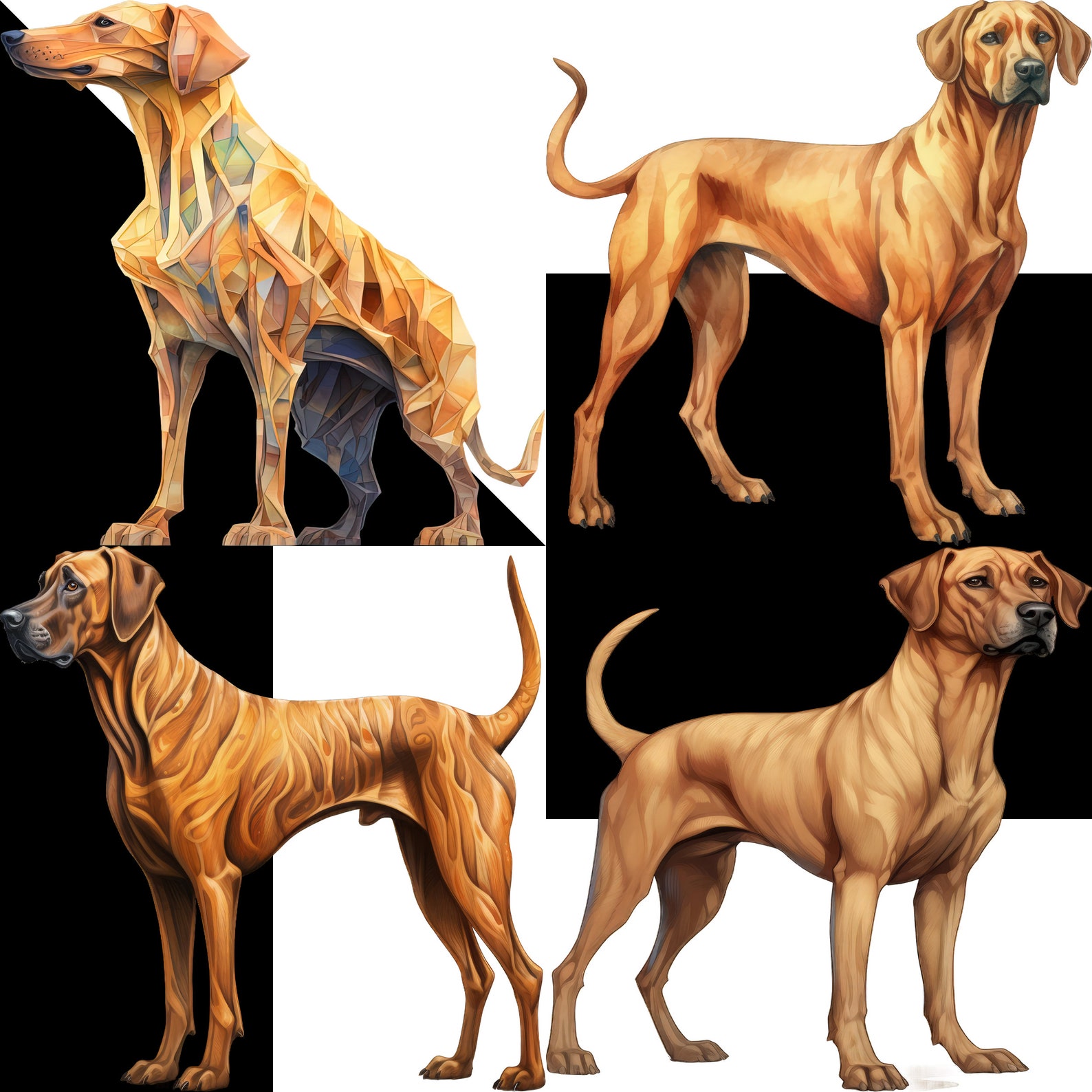 Mysterious Rhodesian Ridgeback Clipart, Glowing Spine Clipart, Mystical ...