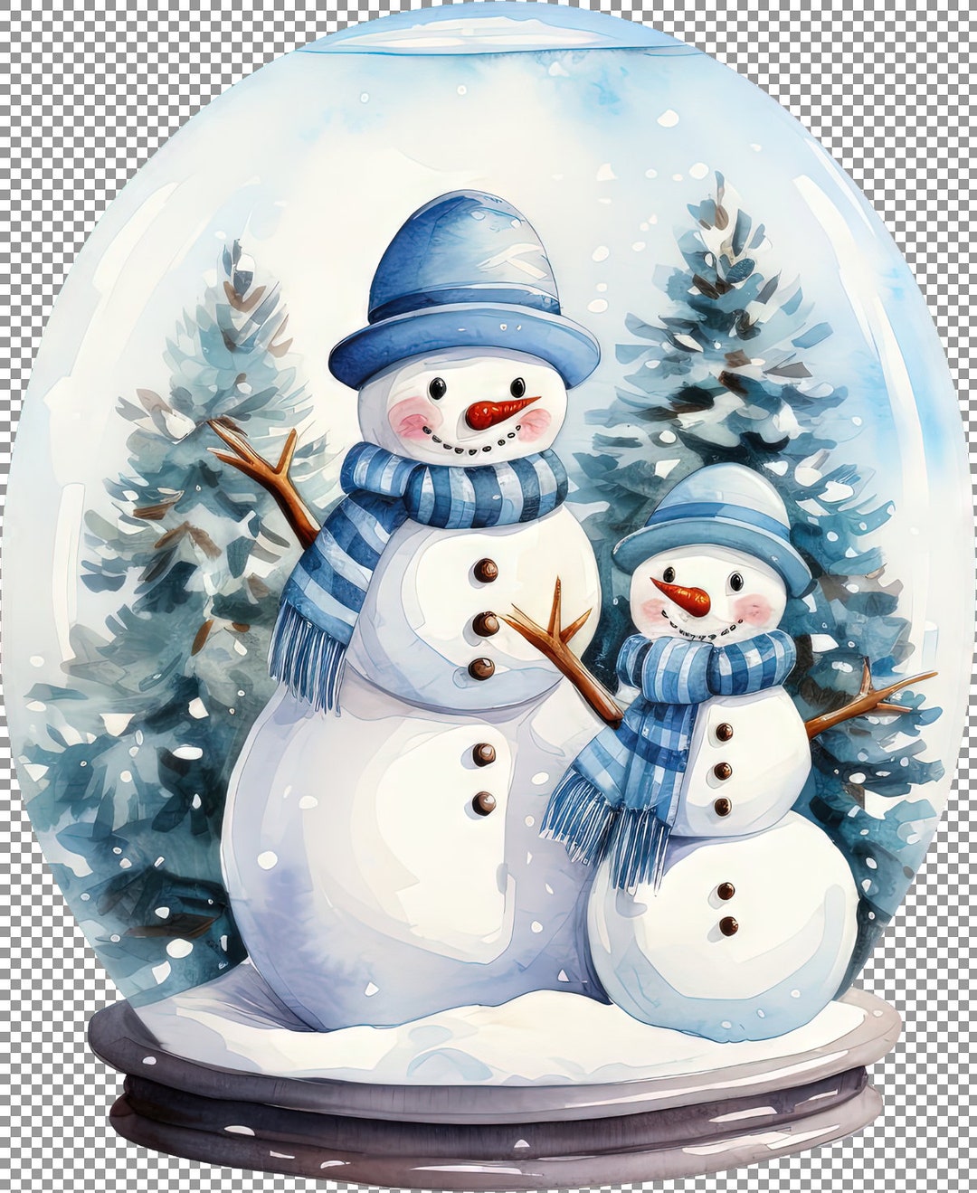 Christmas Snowman Family Clipart, Snowman Illustrations With a ...