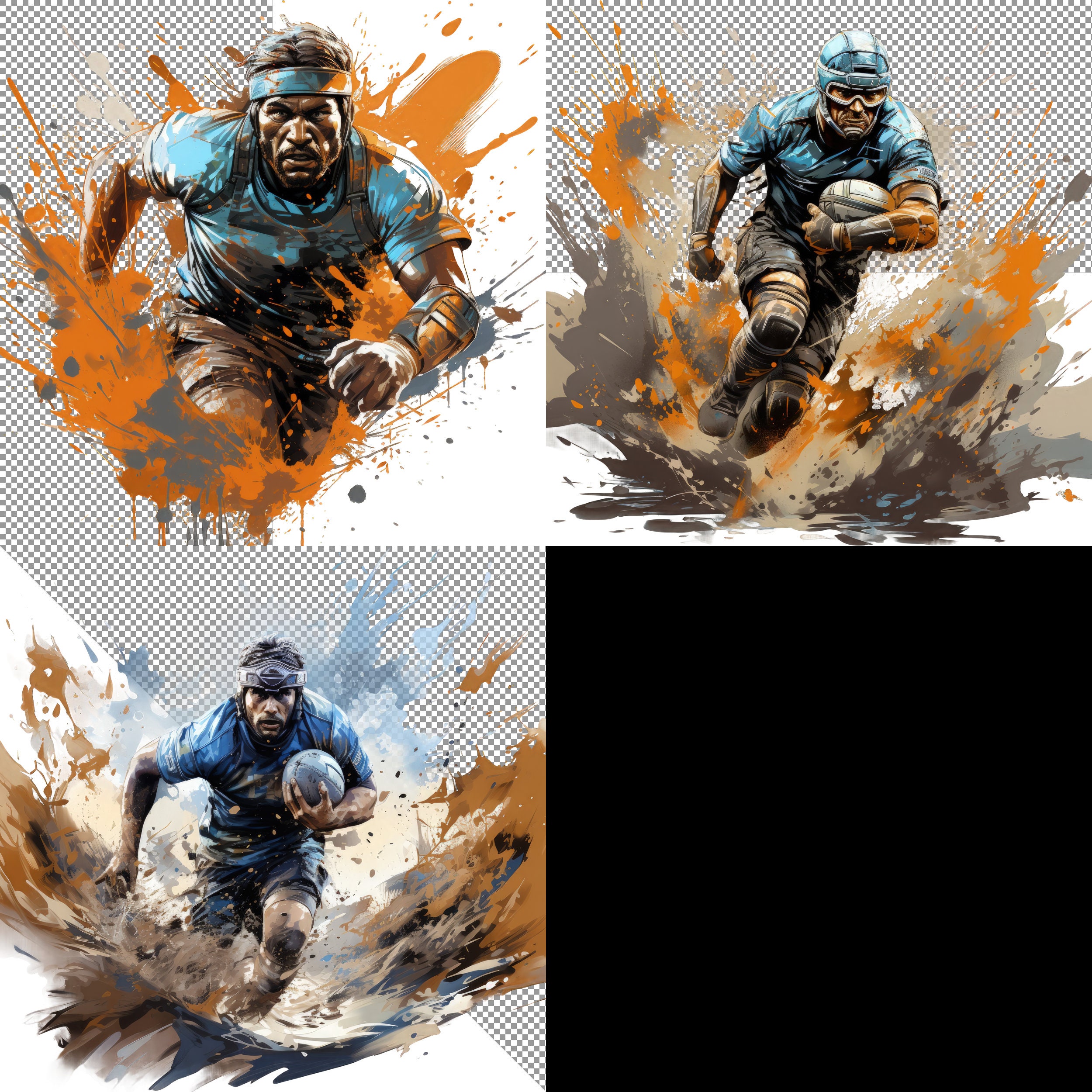 Tackle Titans Rugby Scene Clipart, Sports Decor, Dynamic Rugby ...